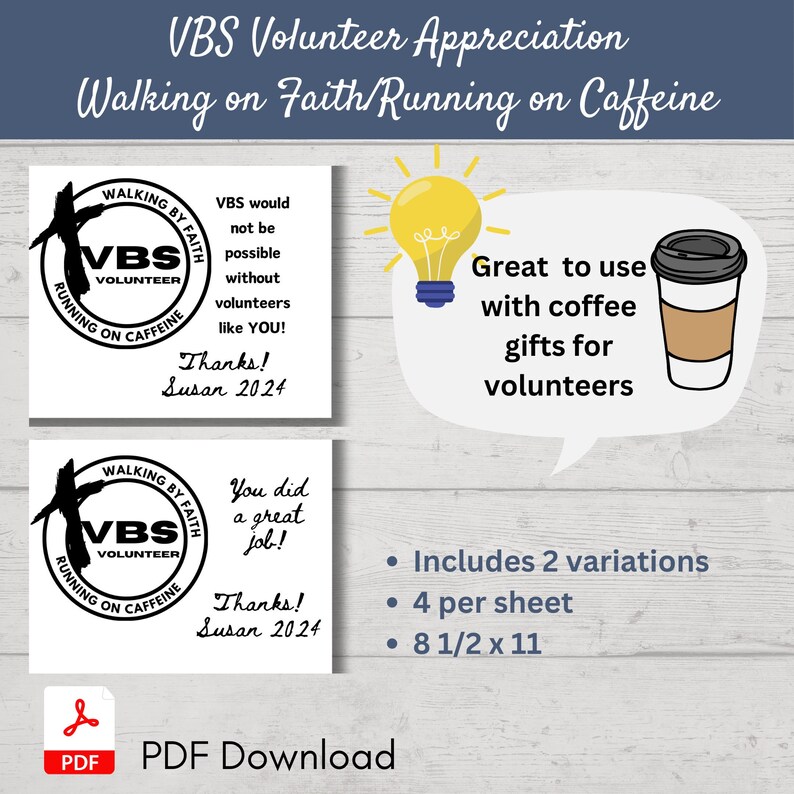 VBS Volunteer Appreciation | Walking on Faith Running on Caffeine ...