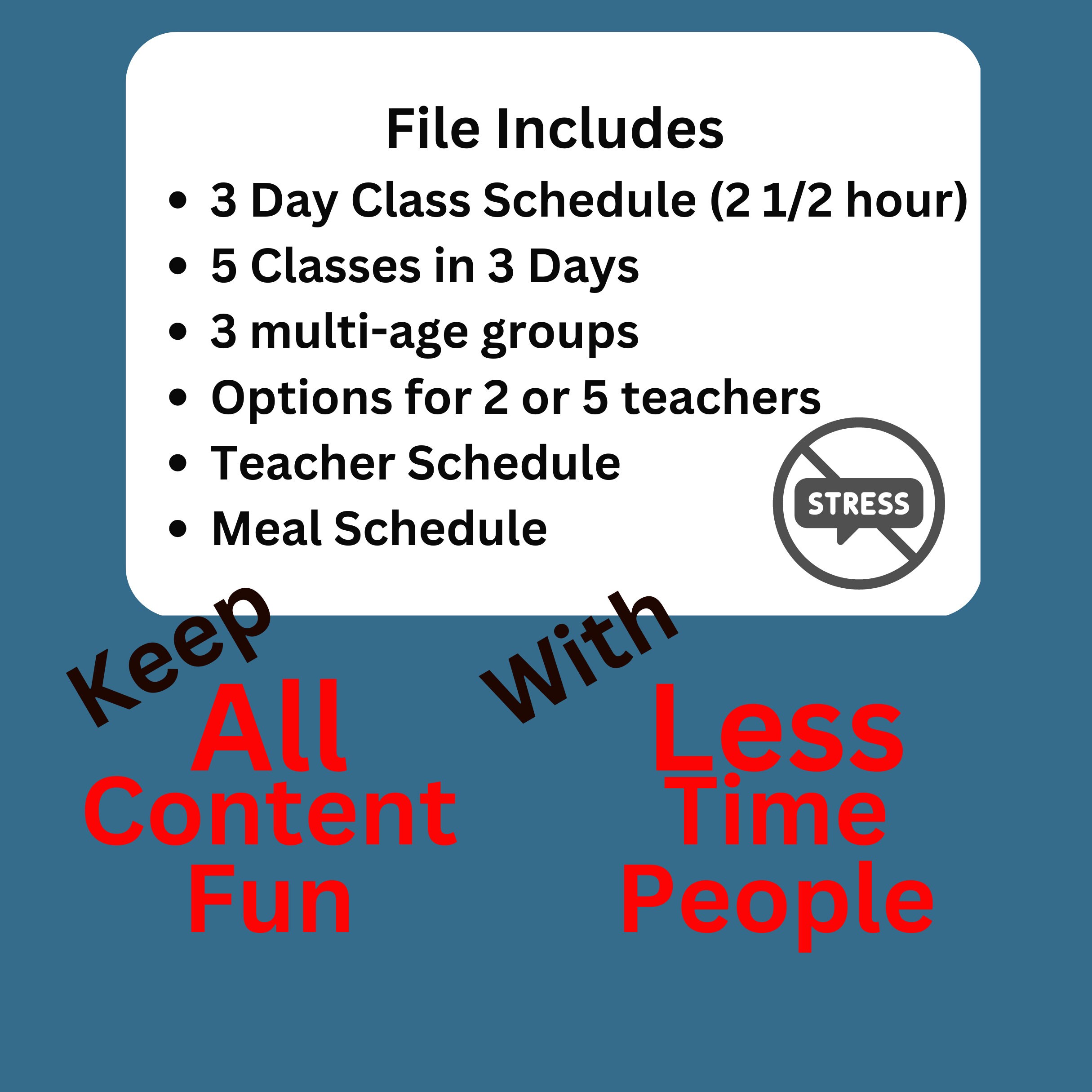 Vacation Bible School - 3 Day/5 Class Schedule - Etsy