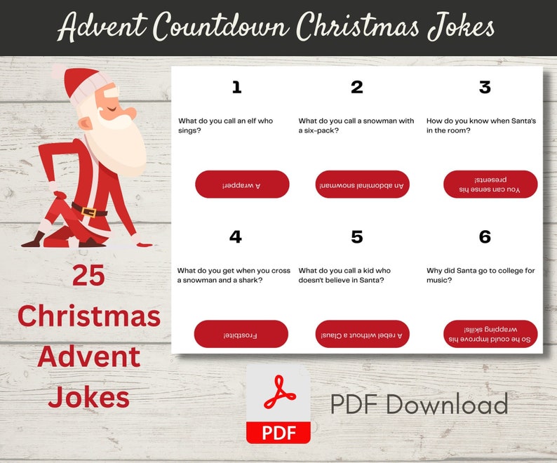 Christmas Jokes for Kids | Advent Calendar Jokes Printable | Christmas ...