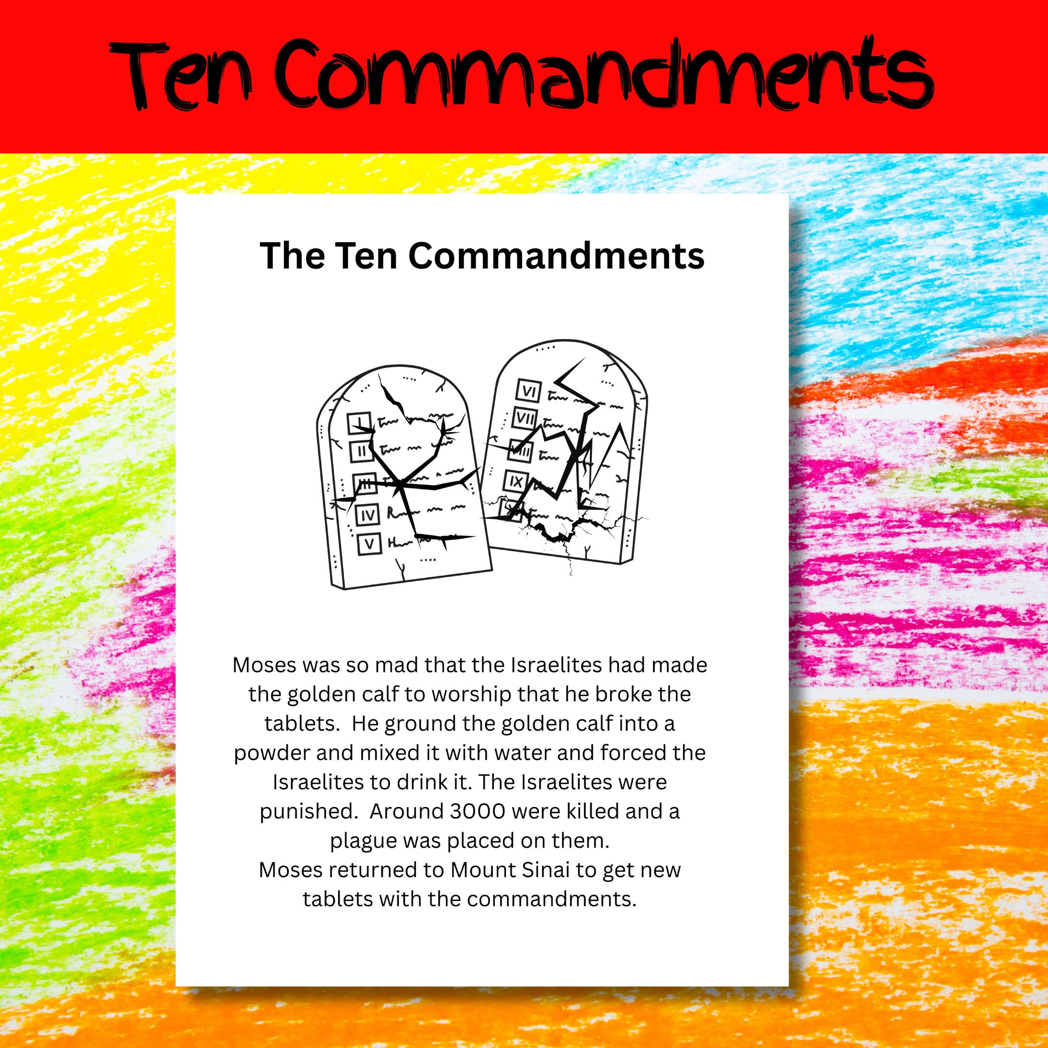 The Ten Commandments | Sunday School Printable | Story and Coloring ...