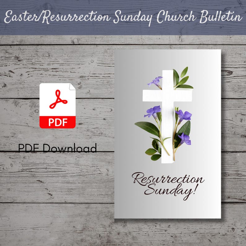 Easter Resurrection Sunday Church Bulletin Cover | Bi-fold Design | PDF ...
