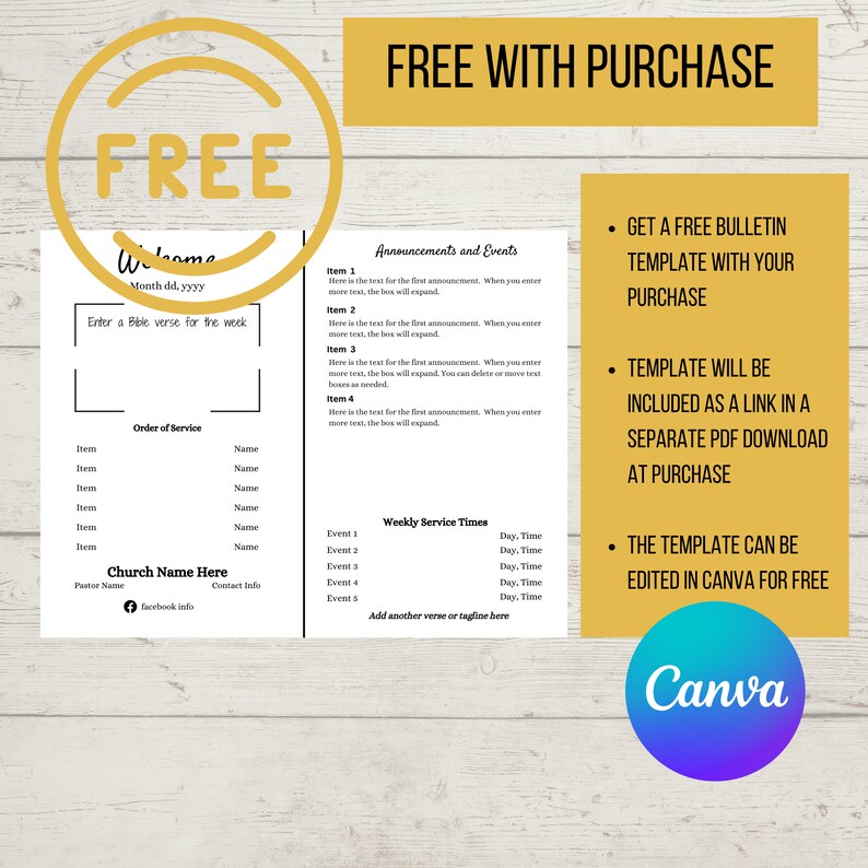 Church Bulletin Cover | PDF | Instant Download | Set of 4 | Free ...