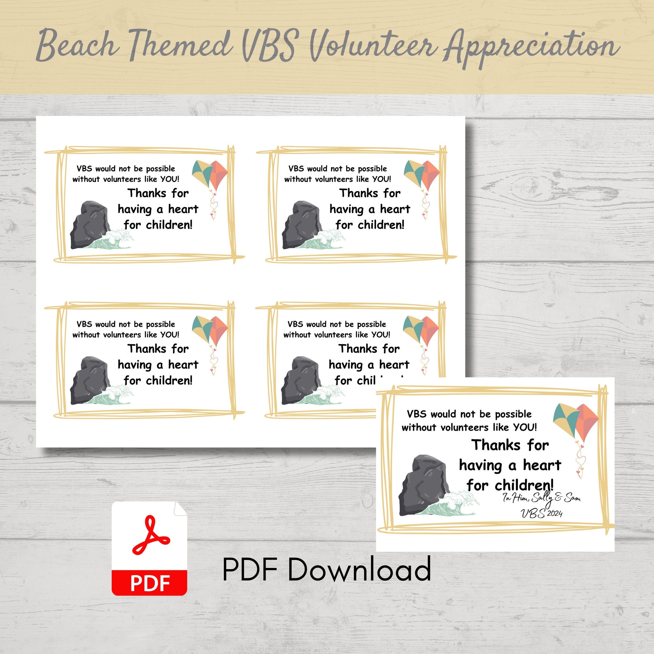 VBS Volunteer Appreciation Tags Beach Themed | Vacation Bible School ...