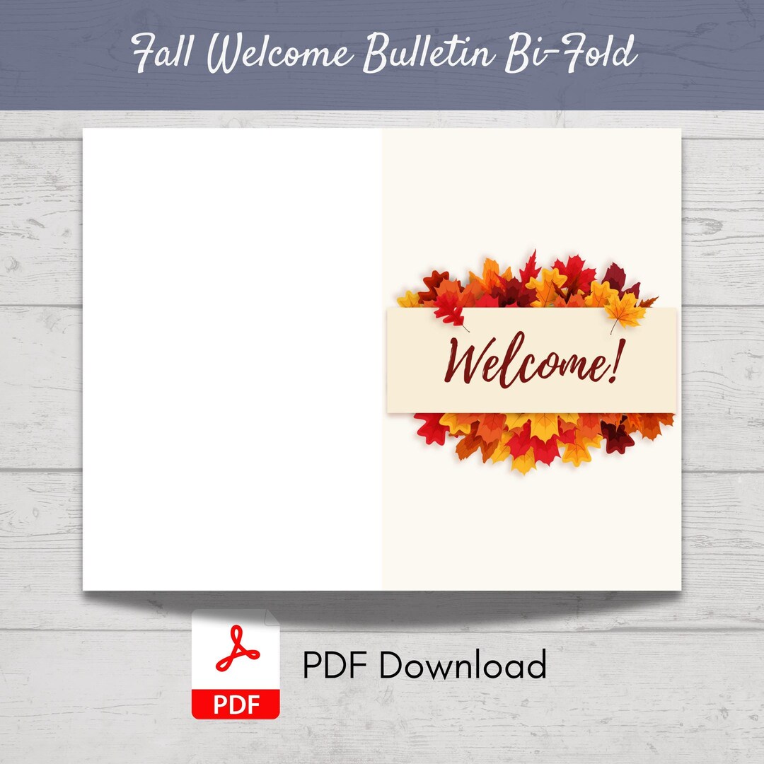 Fall Welcome Church Bulletin Cover: Bi-fold Design (PDF) - Etsy