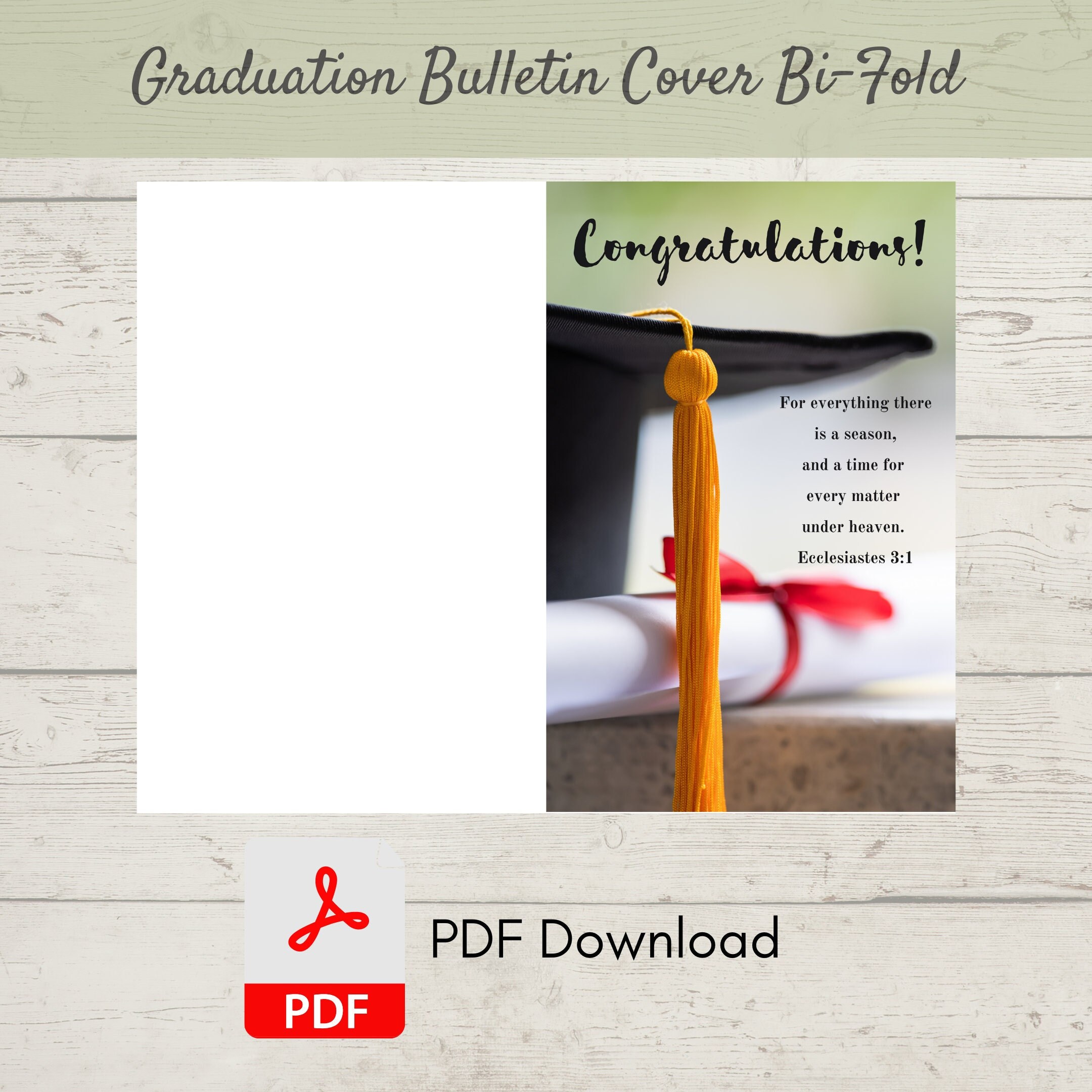 Graduation Bulletin Cover | Bi-fold Design | PDF - Etsy