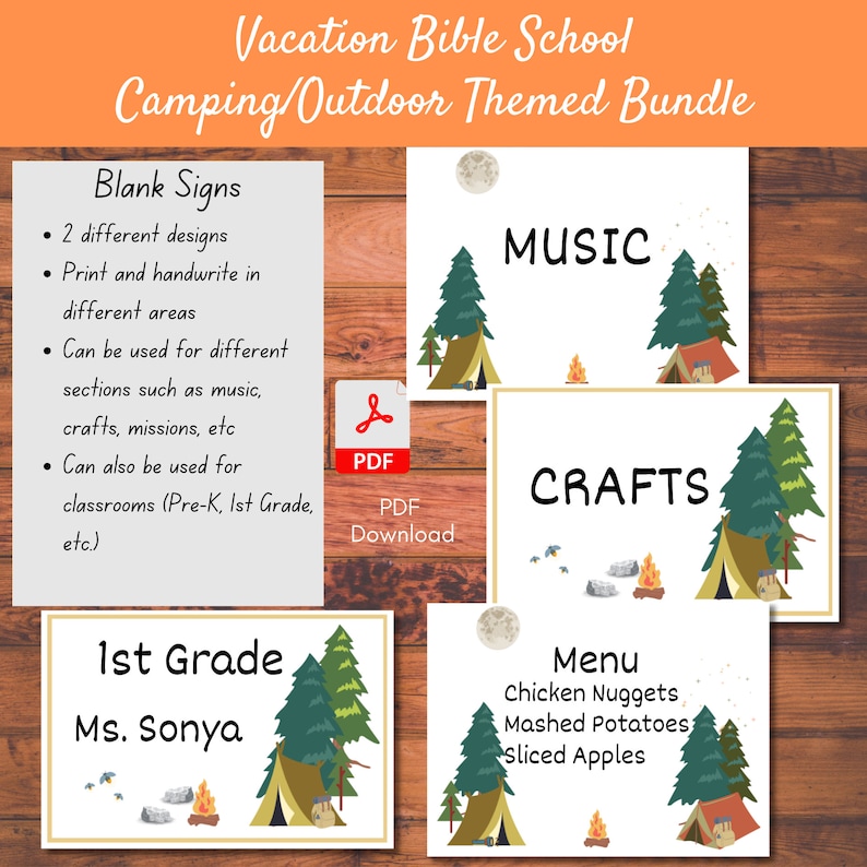 Vacation Bible School - Camping/outdoor Themed Bundle - Name Tag ...