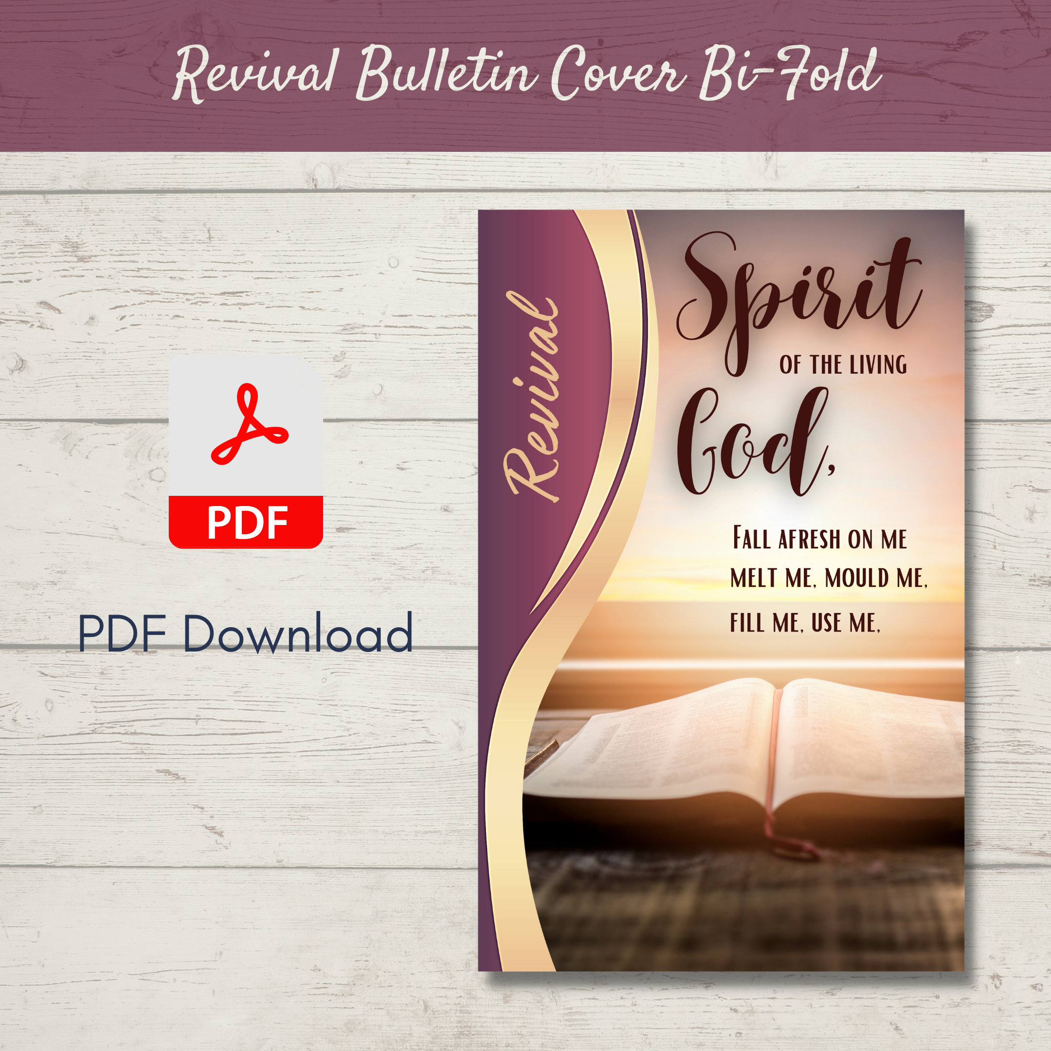 Church Revival Bulletin Cover | Bi-fold Design | PDF | Spirit of the Living God Fall Afresh on ...