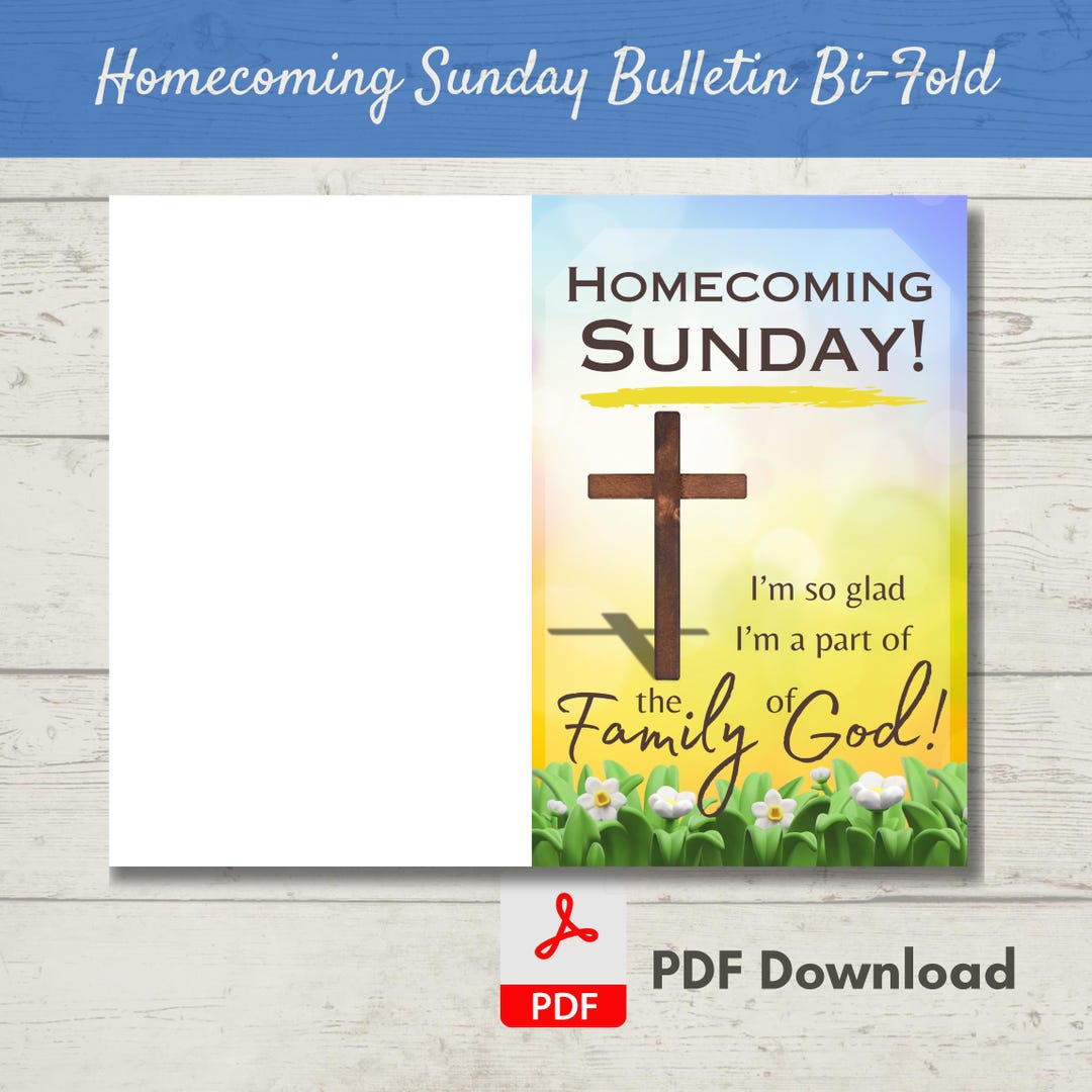 Church Homecoming Bulletin Cover | Bi-fold Design (PDF) - Etsy