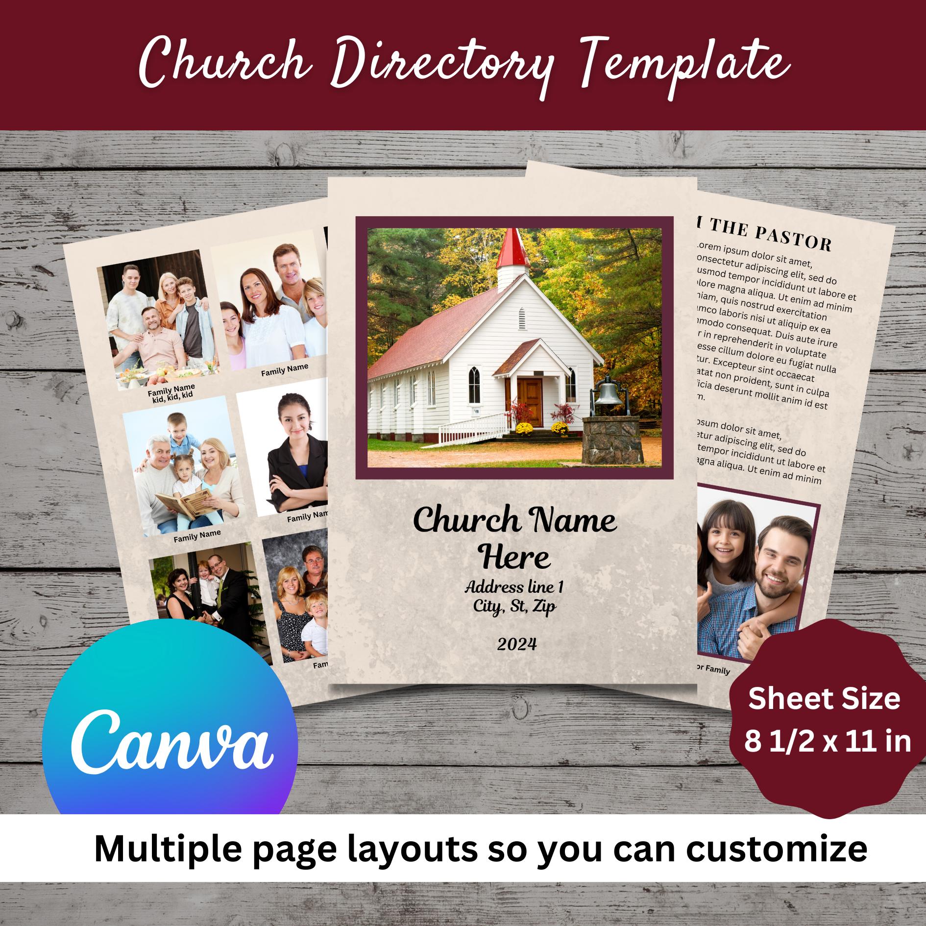 Church Directory Template - Canva - Customize - 8 1/2 X 11 - Membership ...