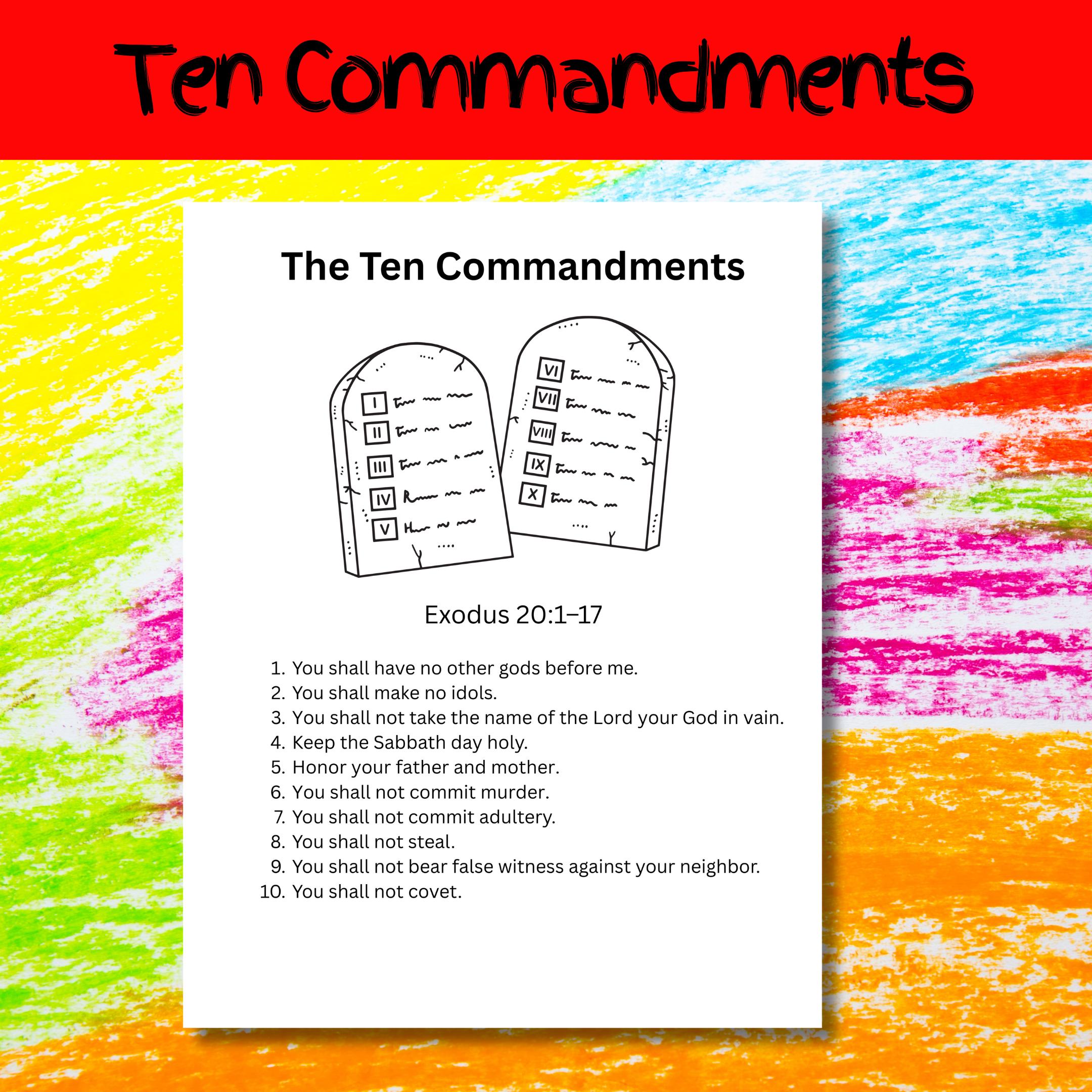 The Ten Commandments | Sunday School Printable | Story and Coloring ...