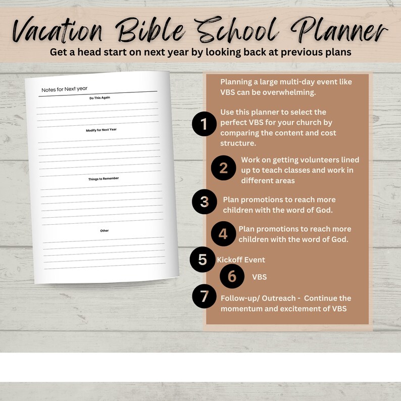 Vacation Bible School Planner - Instant Download - Etsy