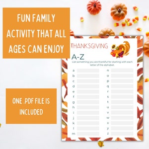 Printable Thanksgiving Activity | A-Z Gratitude Game - Etsy
