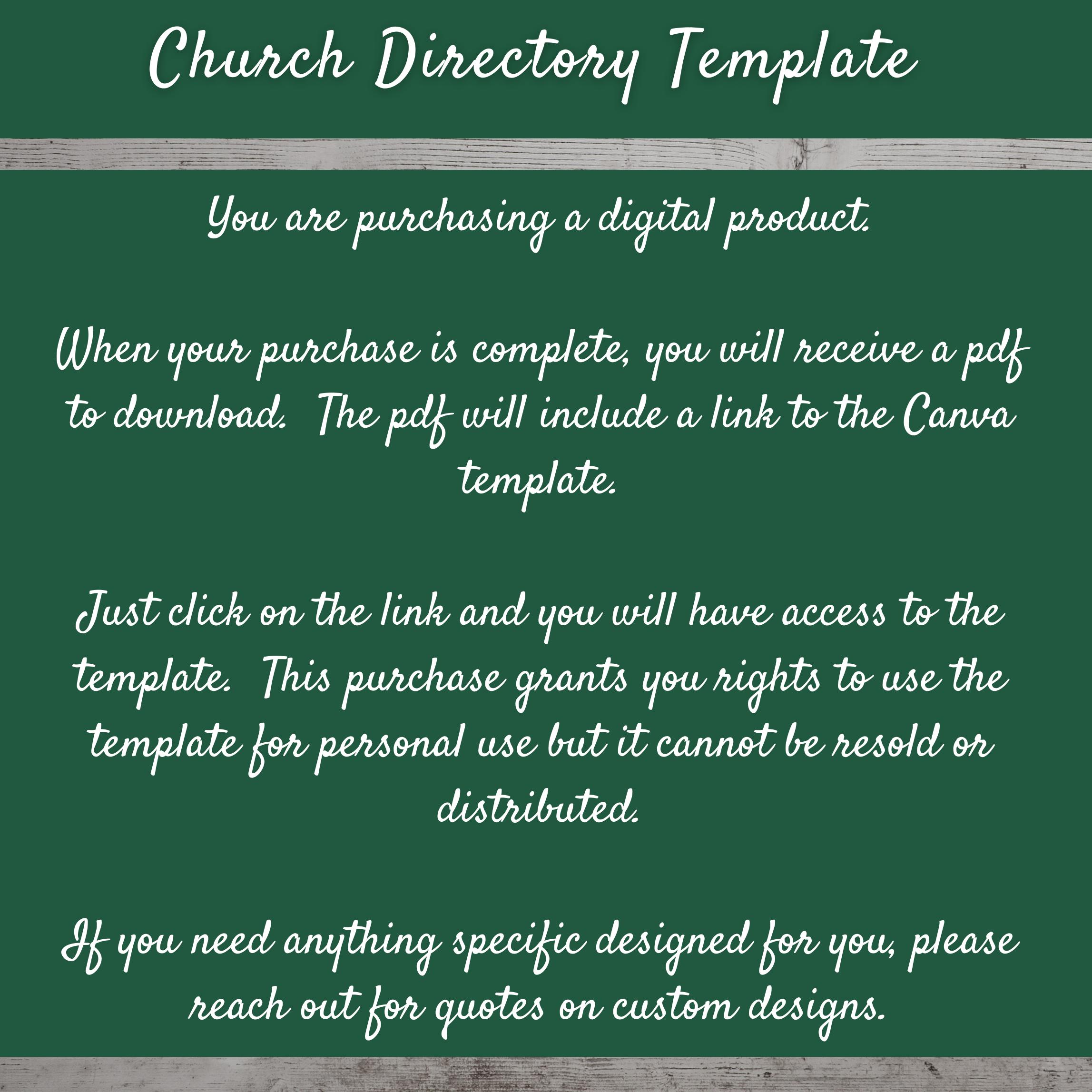 Church Directory Template - Canva - Customize - 8 1/2 X 11 - Membership ...