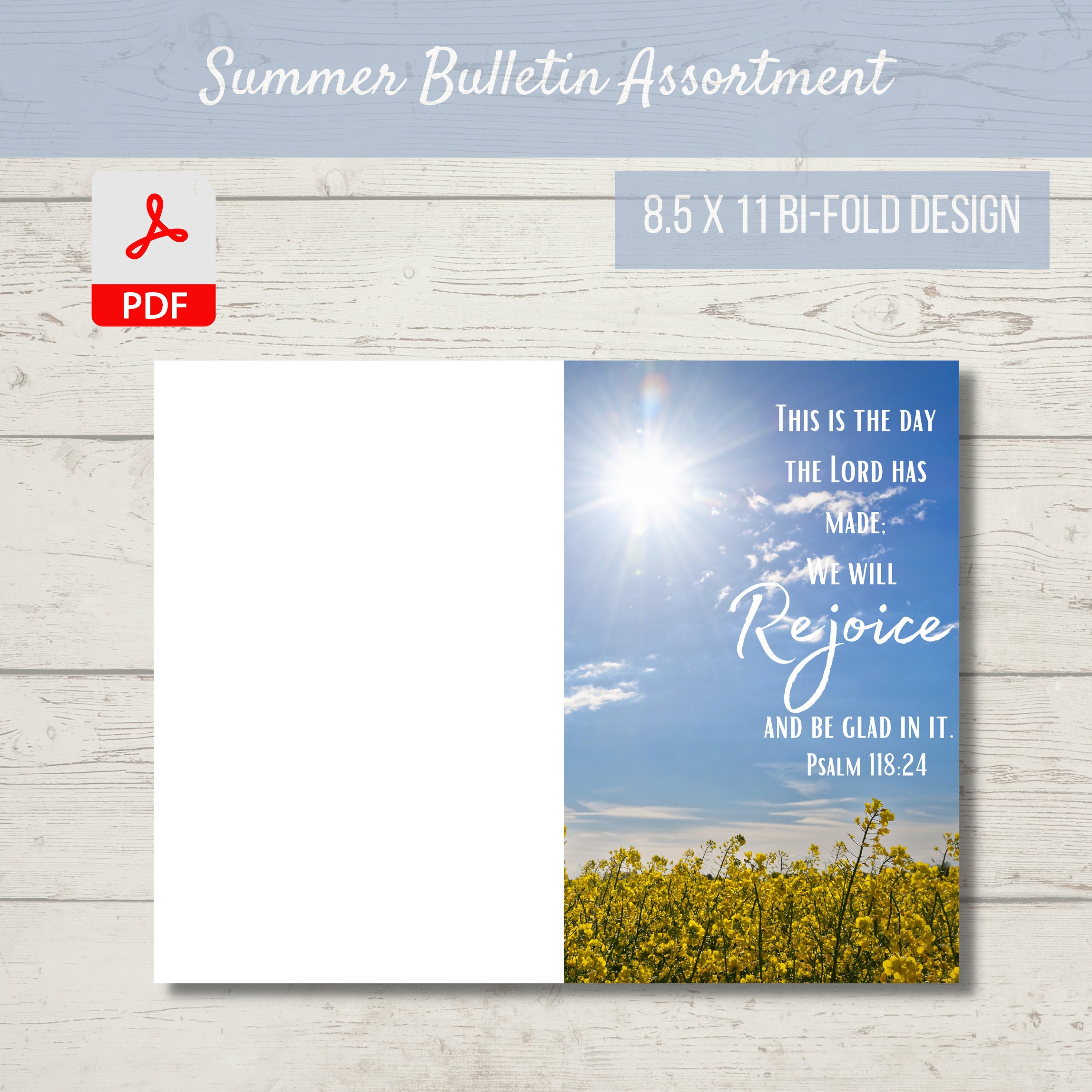 Church Bulletin Covers | Bi-fold Design | PDF | Summer Flowers Sun ...