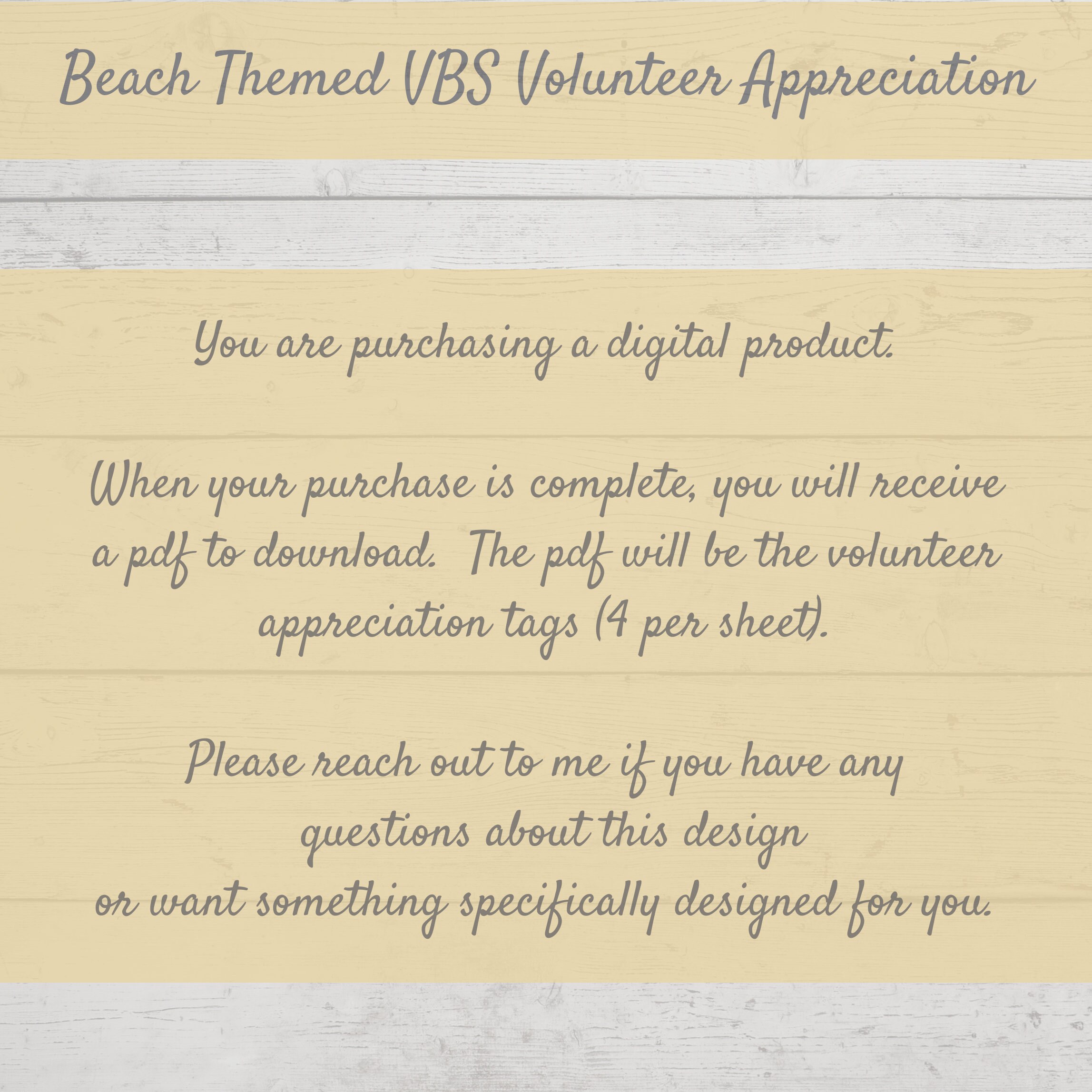 VBS Volunteer Appreciation Tags Beach Themed | Vacation Bible School ...