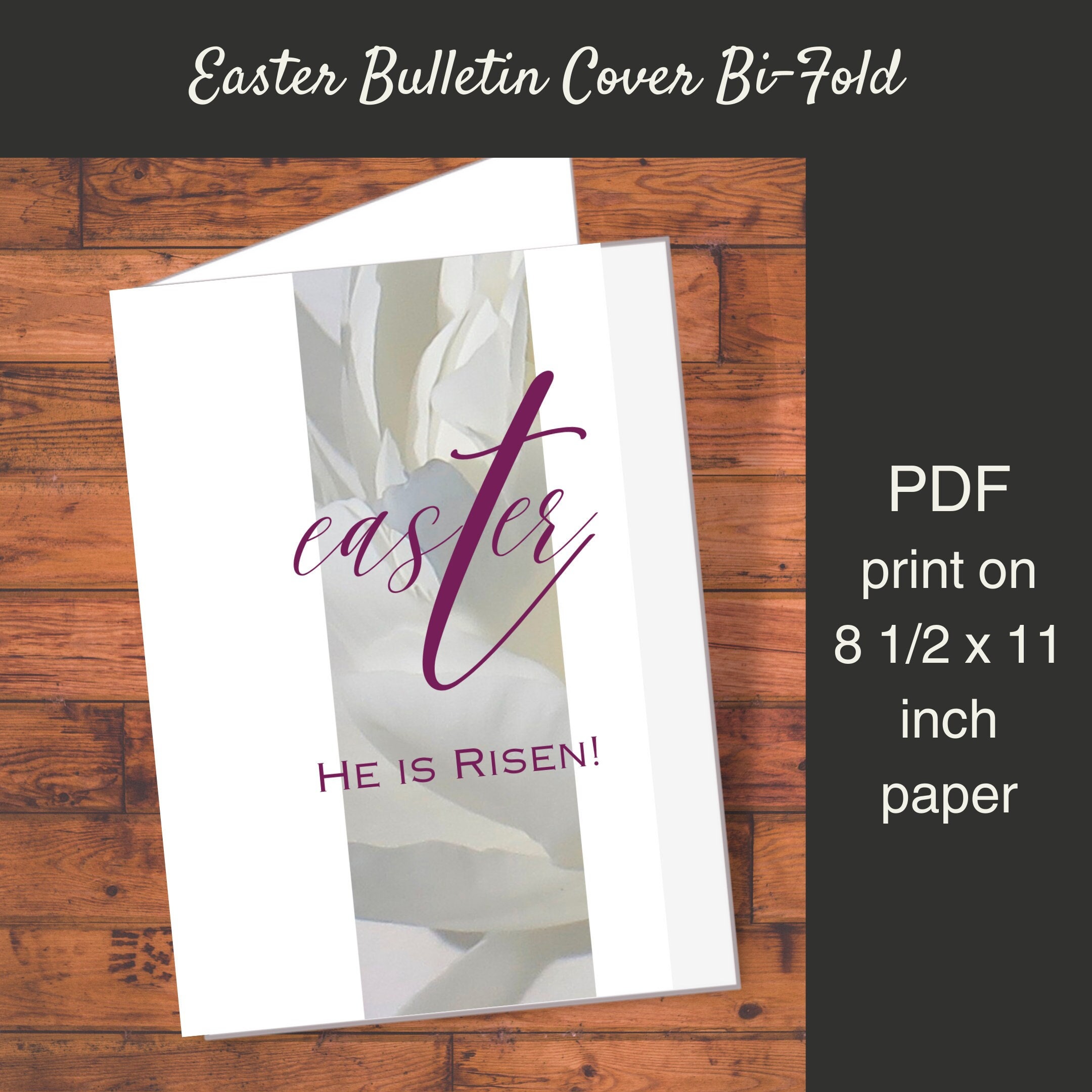 Easter Church Bulletin Cover | Bi-fold Design | PDF | Easter-he is ...