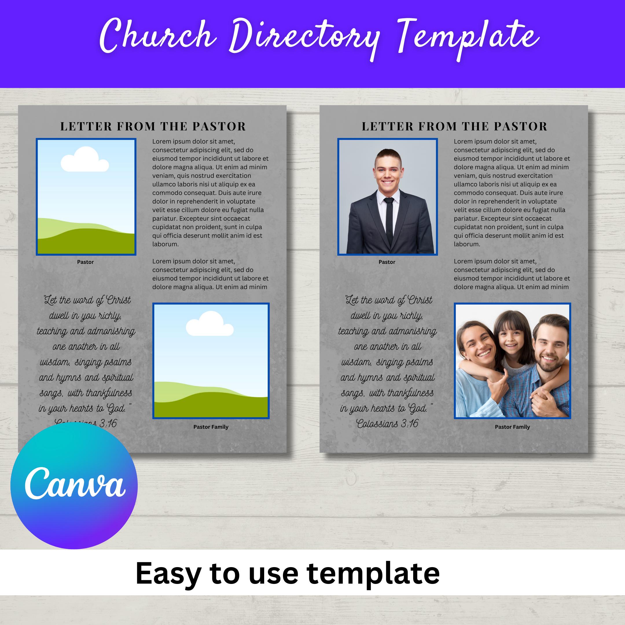 Church Directory Template Gray Background - Canva - Customize - 8 1/2 X ...
