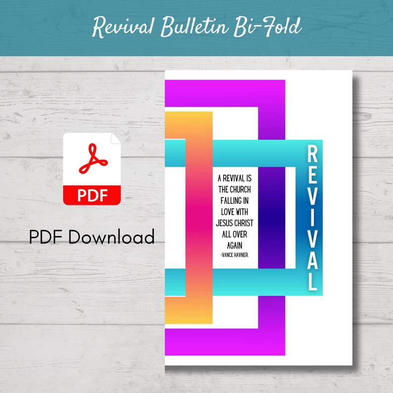Church Revival Bulletin Cover: Colorful Bi-fold Design (PDF) - Etsy