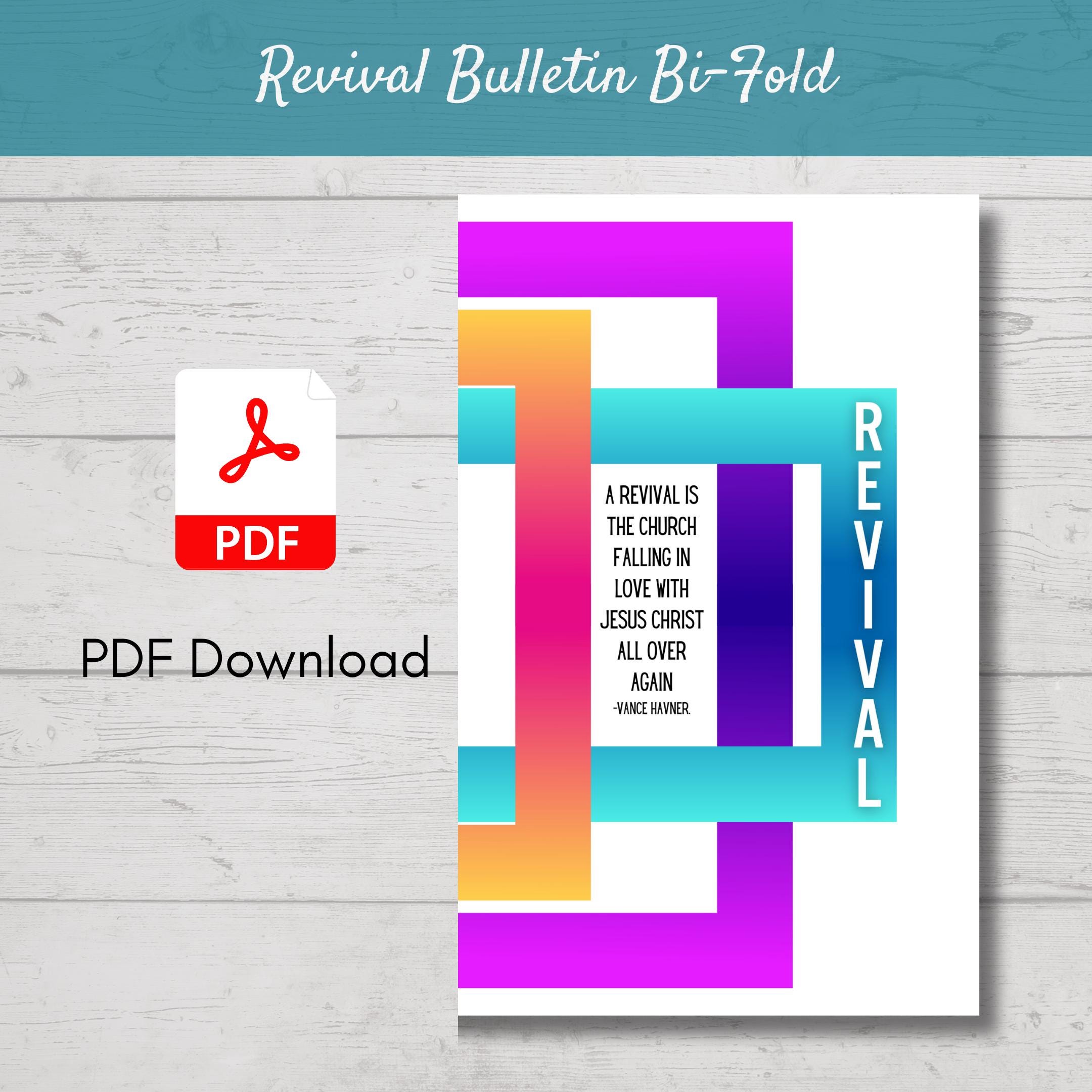 Church Revival Bulletin Cover: Colorful Bi-fold Design (PDF) - Etsy