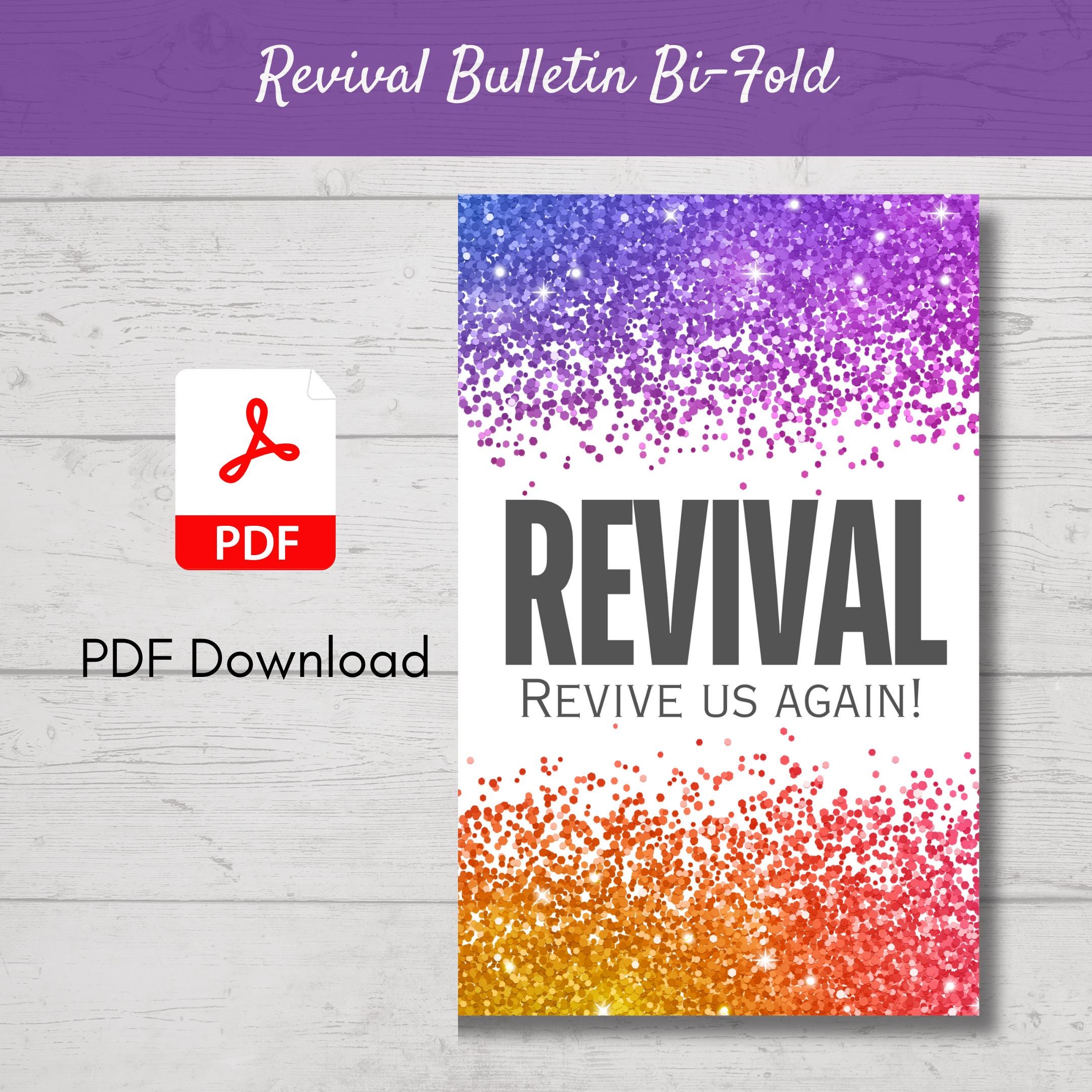 Church Revival Bulletin Cover | Bi-fold Design | PDF | Revive Us Again ...