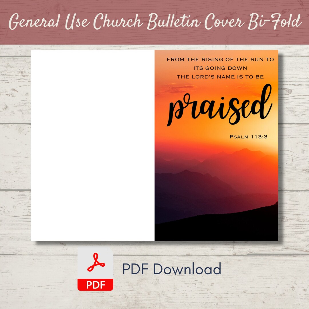 General Use Church Bulletin Cover | Bi-fold Design | PDF | Praised - Etsy