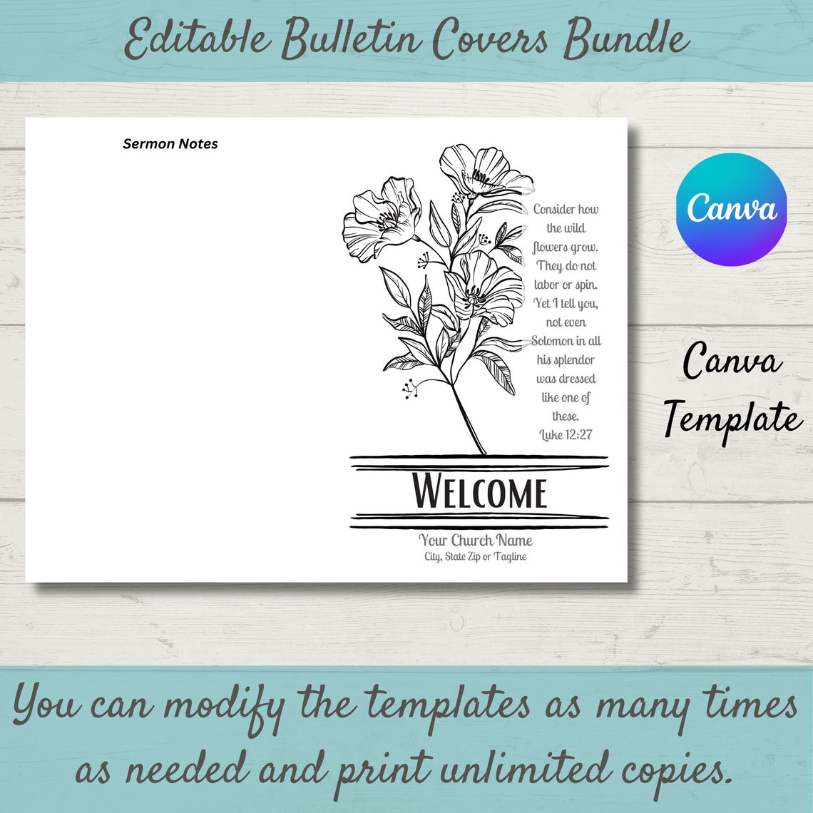 Church Bulletin Covers Template | Bi-fold Designs | Bundle Set of 5 - Etsy