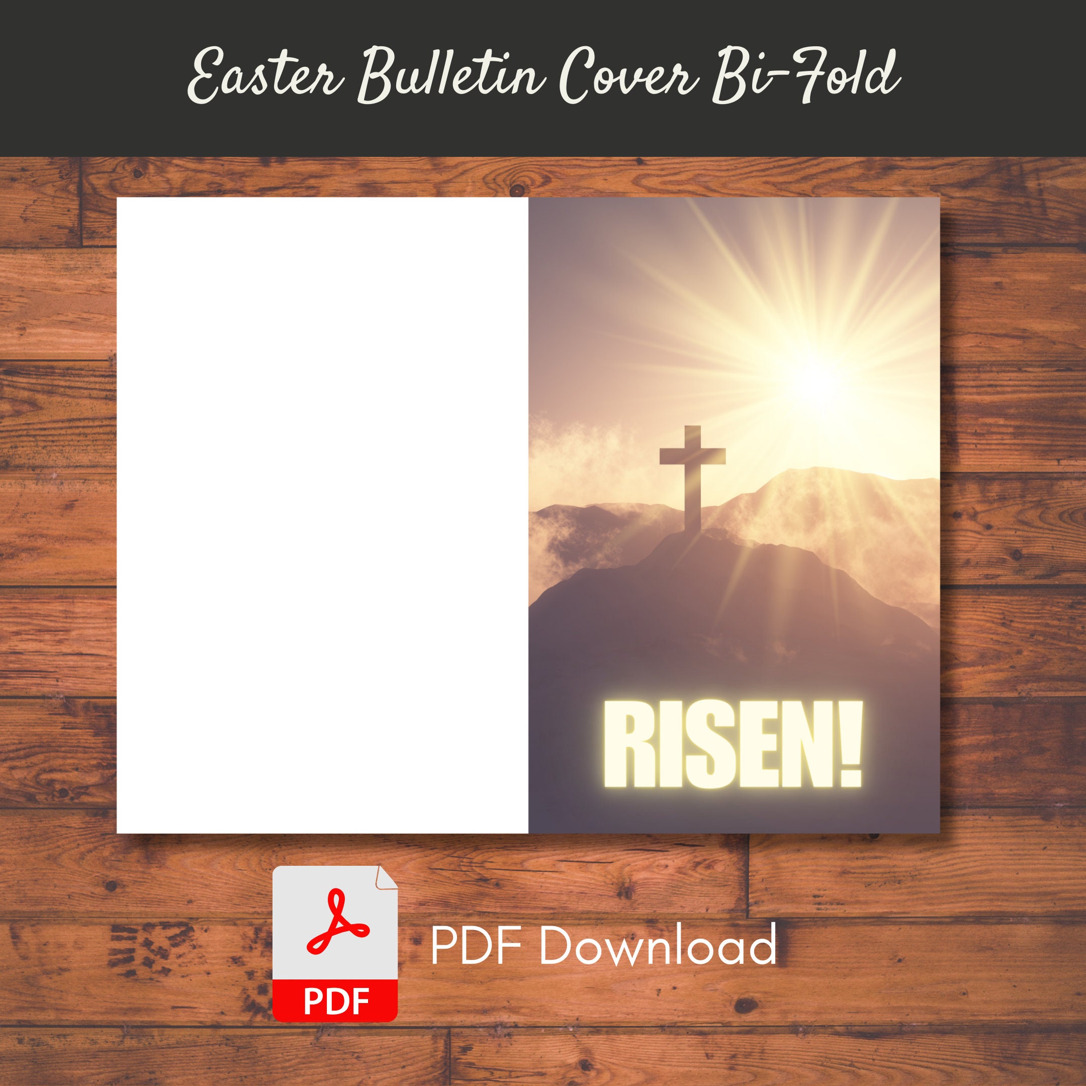 Easter Church Bulletin Cover | Bi-fold Design | PDF | Easter-risen! - Etsy
