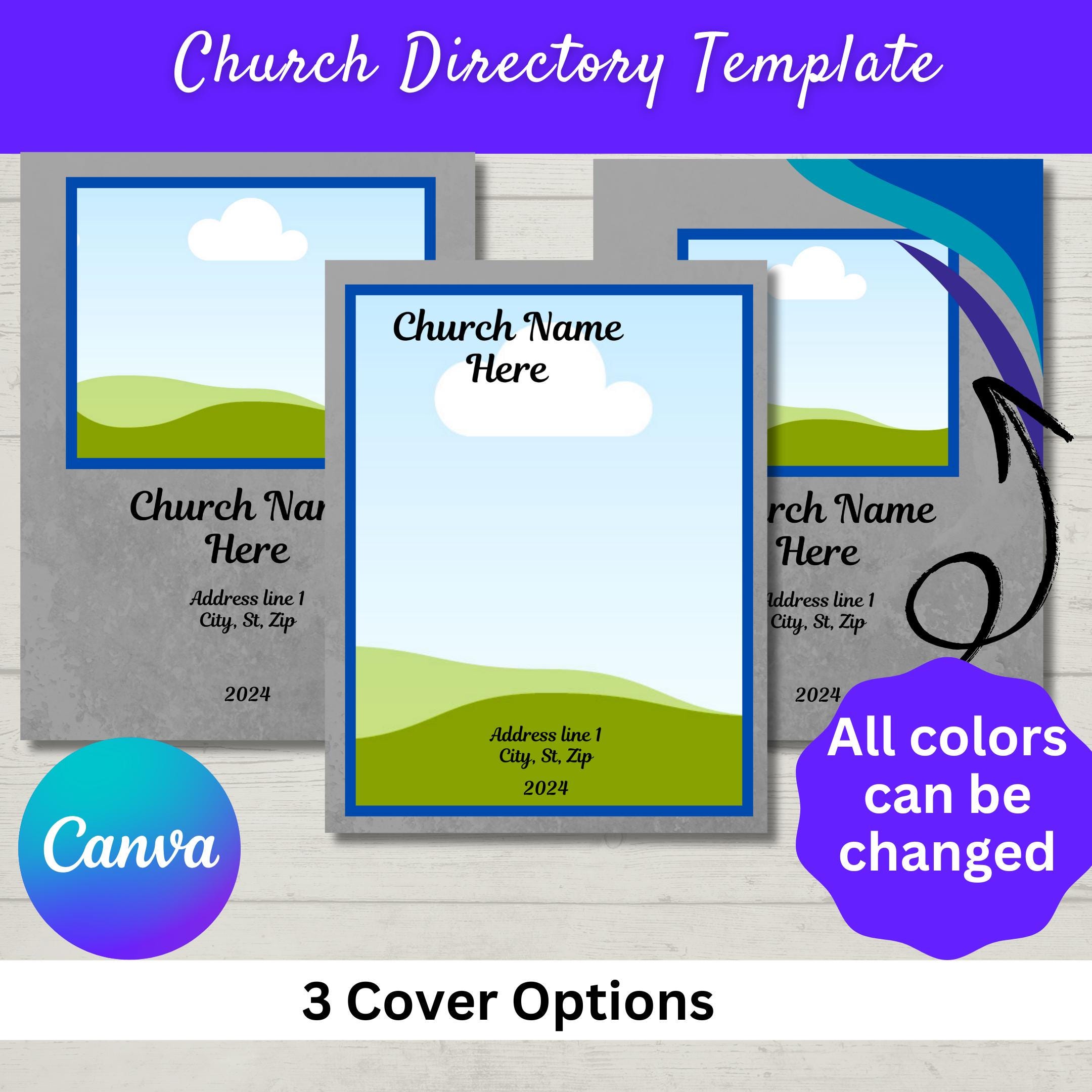 Church Directory Template Gray Background - Canva - Customize - 8 1/2 X ...