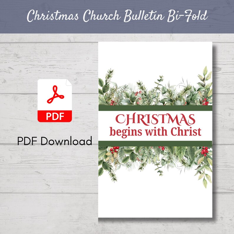 Christmas Church Bulletin Cover | Christmas Begins With Christ | Floral ...