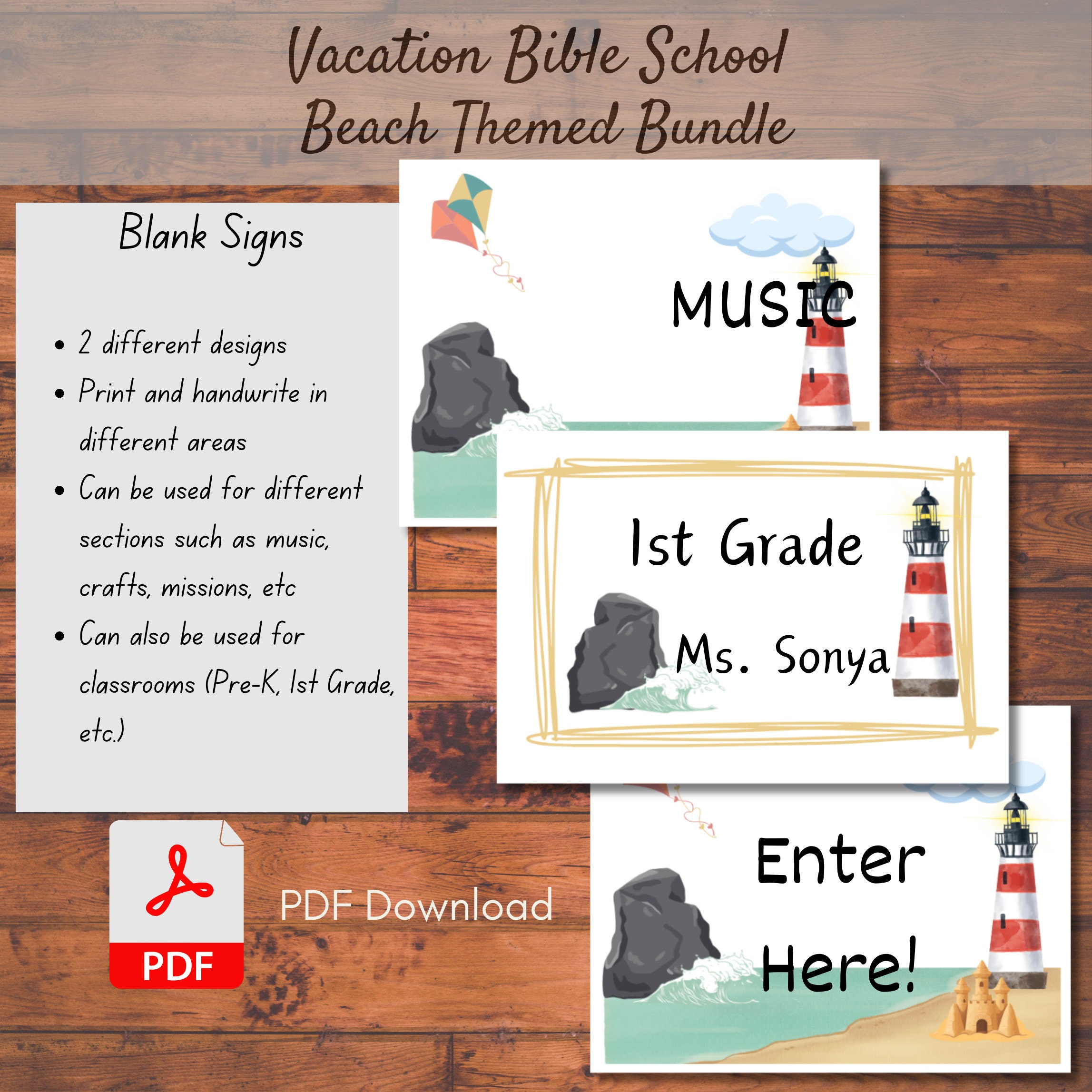 Vacation Bible School - Beach Themed Bundle - Name Tag, Completion ...