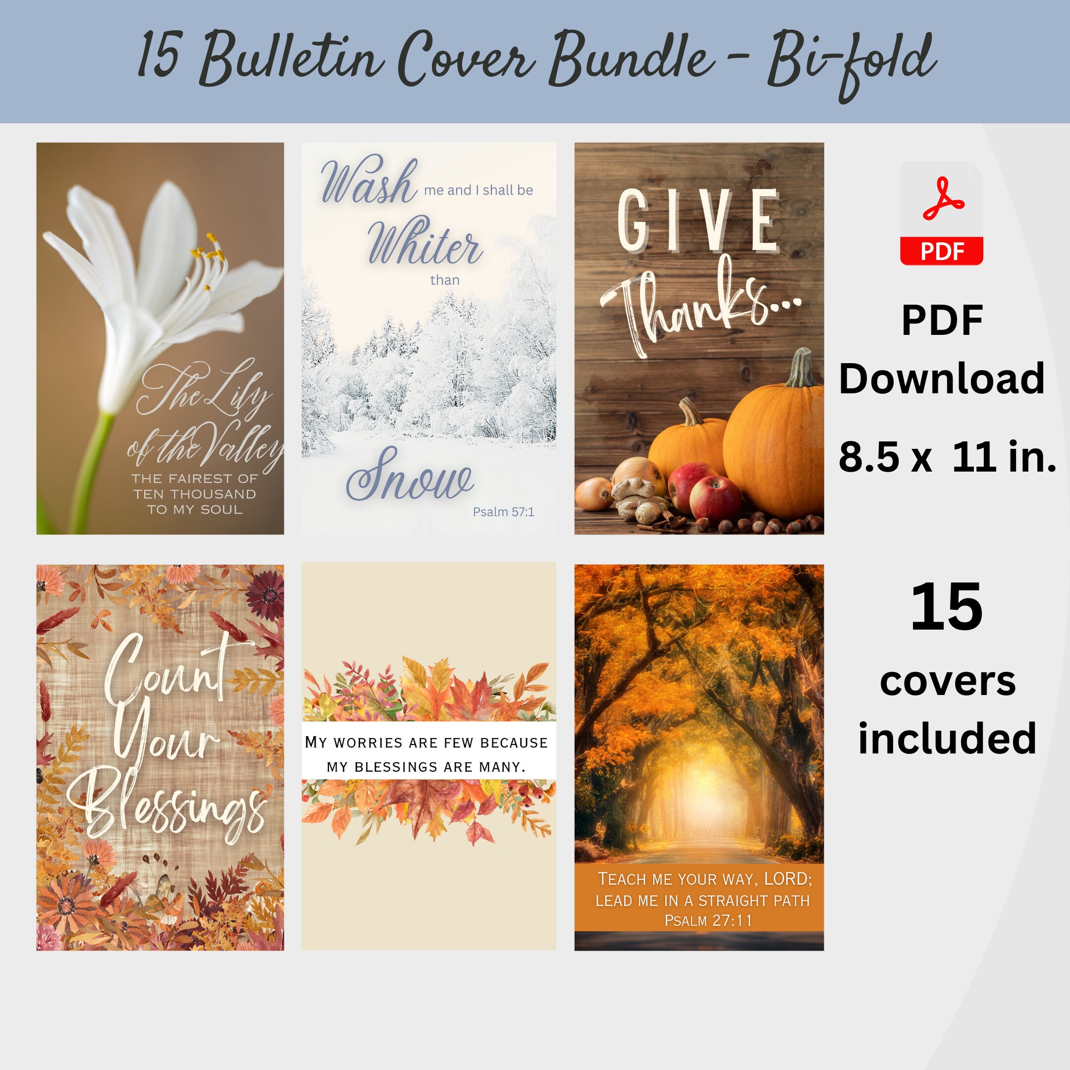 Church Bulletin Cover Bundle | PDF Bi-fold Design | Set of 15 - Etsy