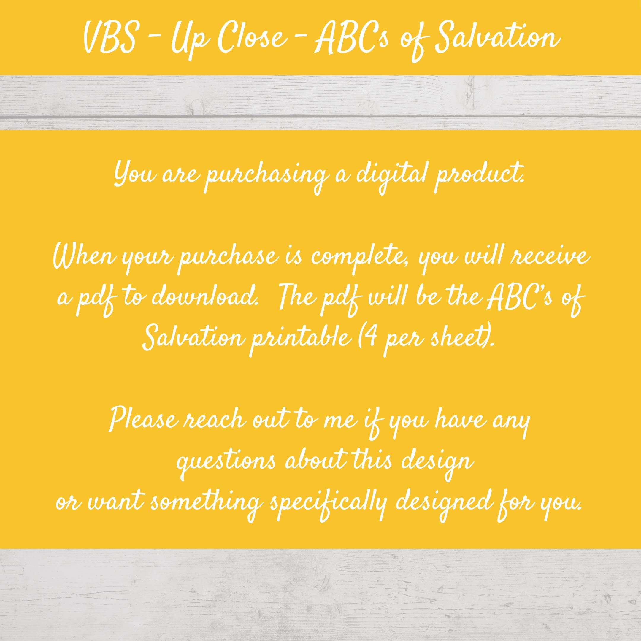 VBS Abcs of Salvation Printable | up Close Themed | Vacation Bible ...