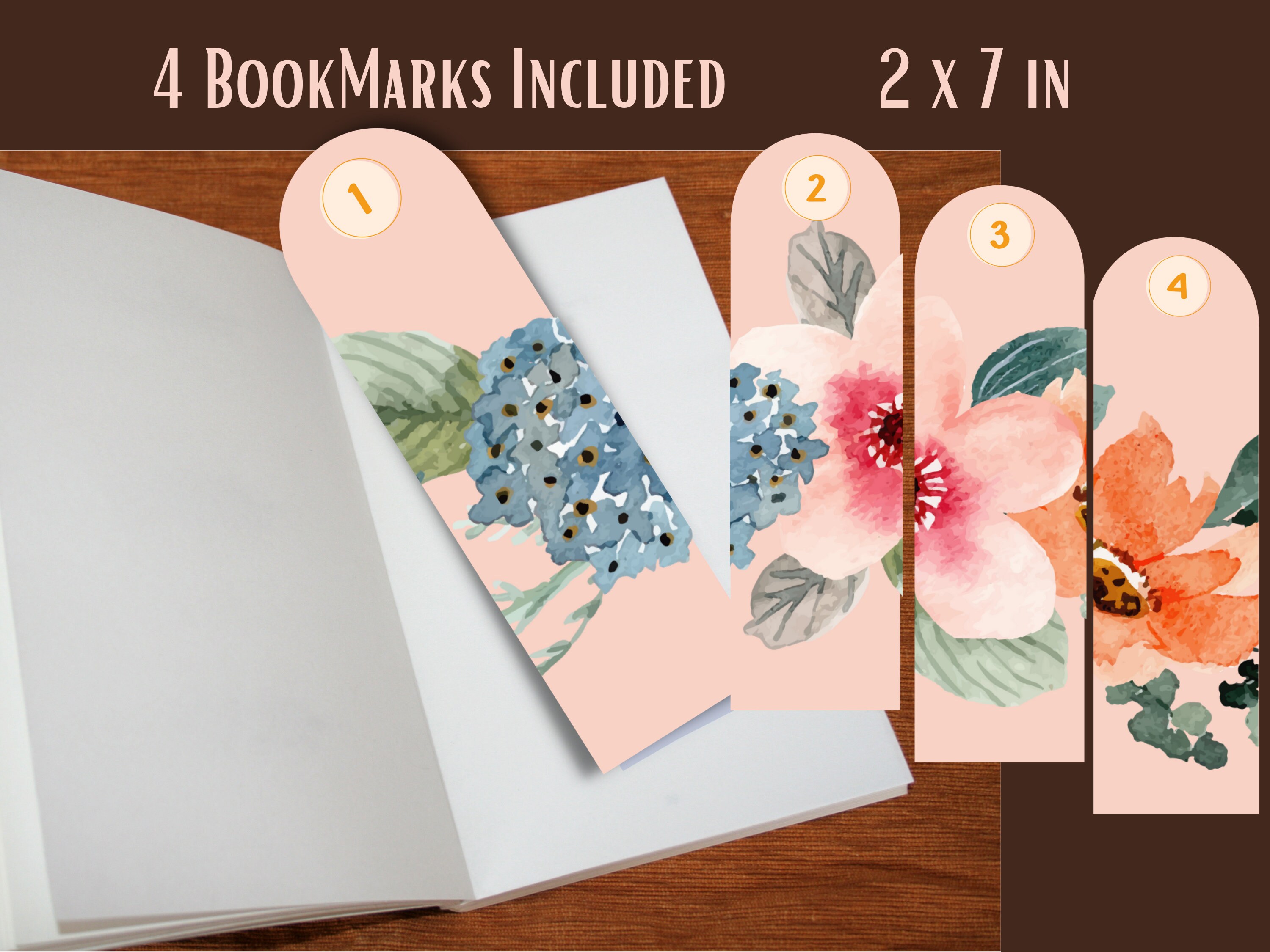 Printable Bookmarks Numbered Bookmarks Floral Pastel PDF - Etsy
