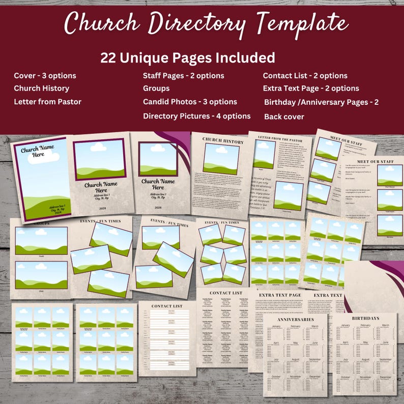 Church Directory Template - Canva - Customize - 8 1/2 X 11 - Membership ...