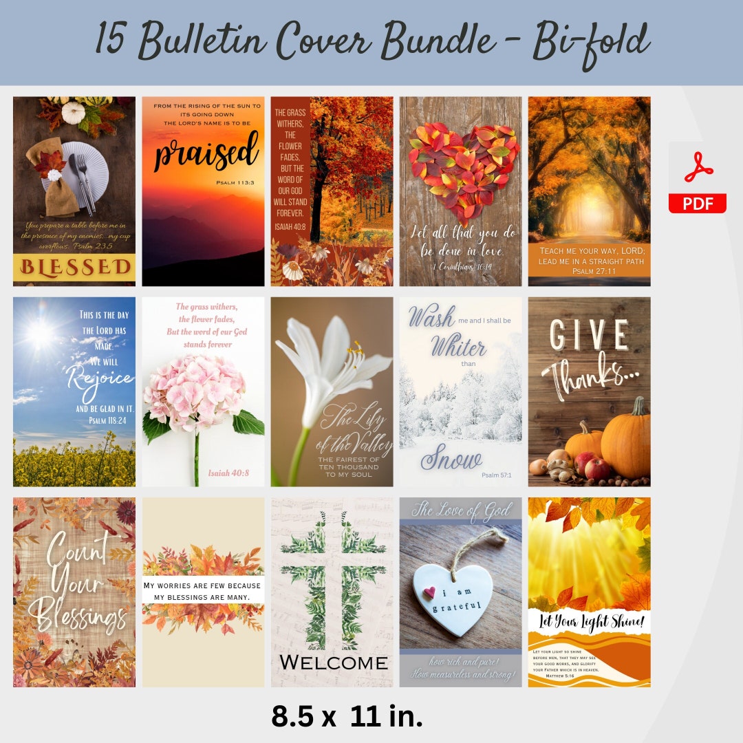 Church Bulletin Cover Bundle | PDF Bi-fold Design | Set of 15 - Etsy