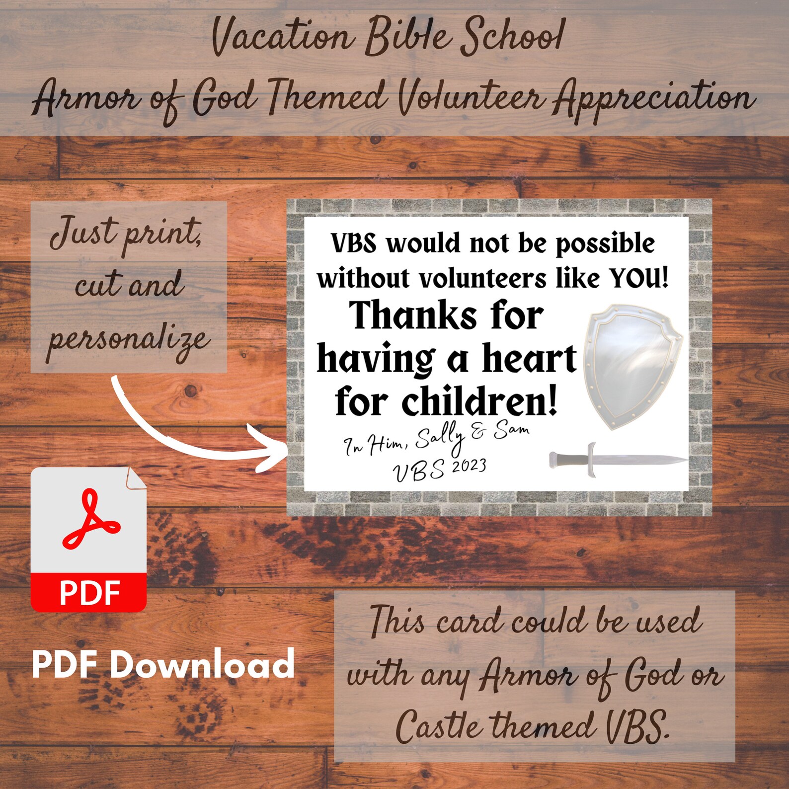 Vacation Bible School - Armor of God Volunteer Appreciation - Etsy