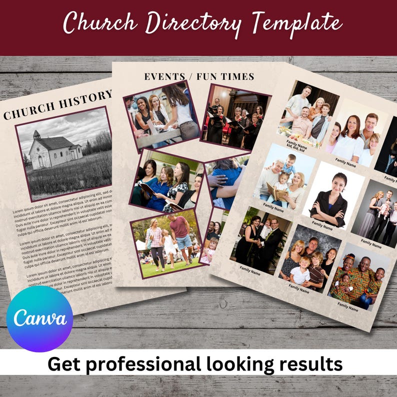 Church Directory Template - Canva - Customize - 8 1/2 X 11 - Membership ...