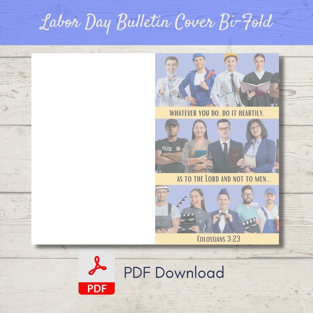 Labor Day Bulletin Cover Bi-fold Design PDF - Etsy