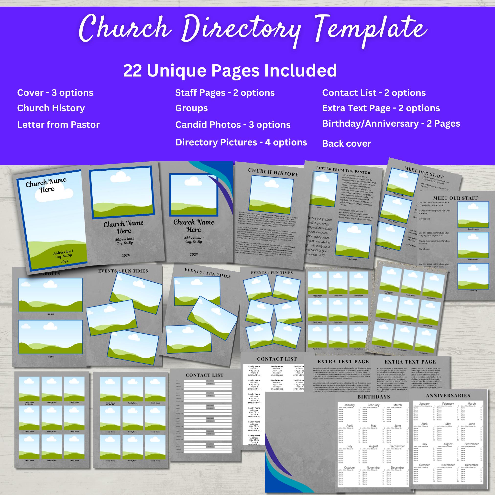 Church Directory Template Gray Background - Canva - Customize - 8 1/2 X ...