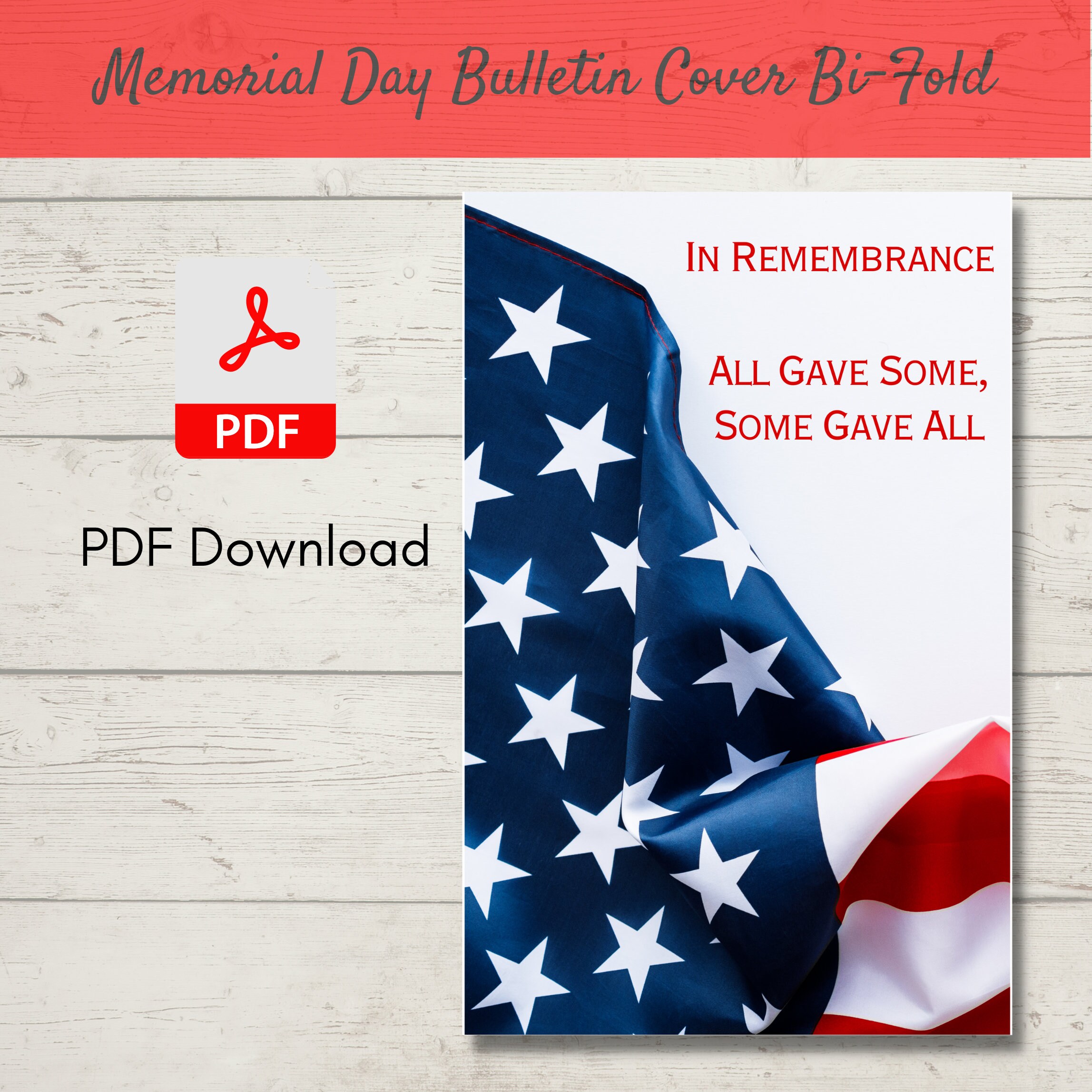 Memorial Day Bulletin Cover | Bi-fold Design | PDF - Etsy