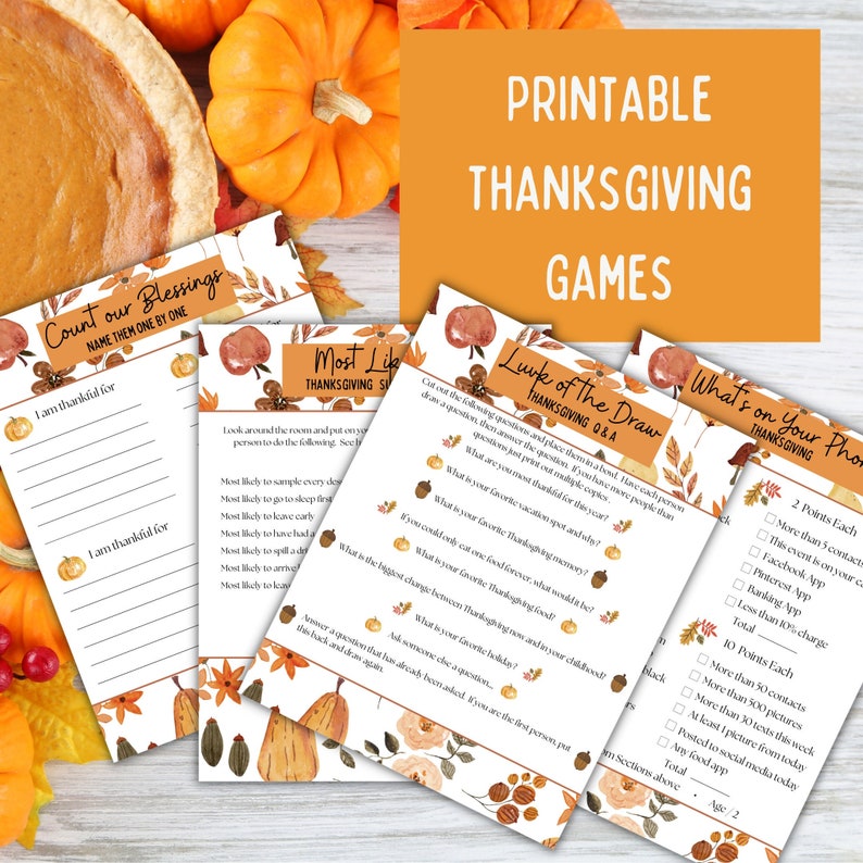 Printable Thanksgiving Activities | Thanksgiving Family Games | 4 Game ...