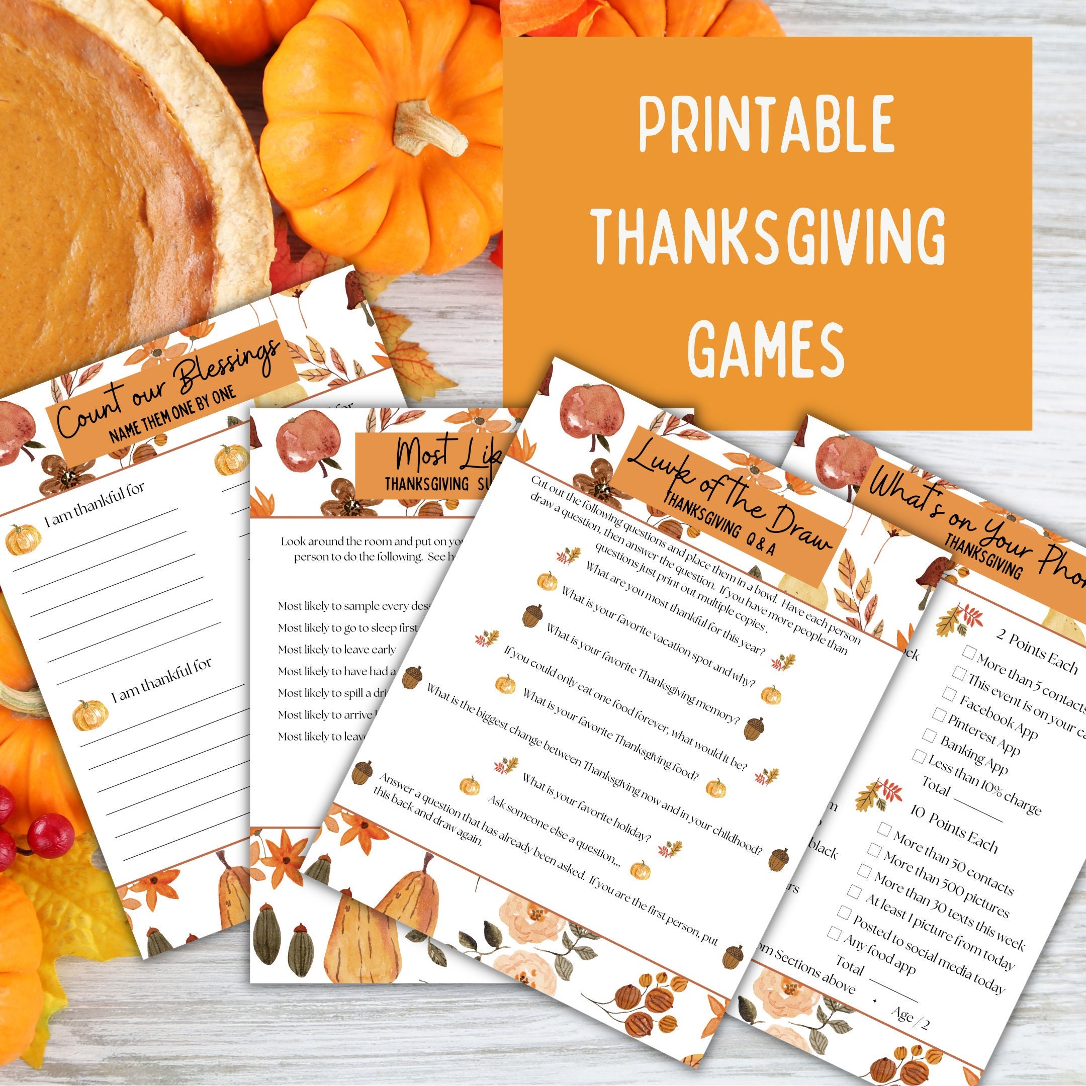 Printable Thanksgiving Activities | Thanksgiving Family Games | 4 Game ...