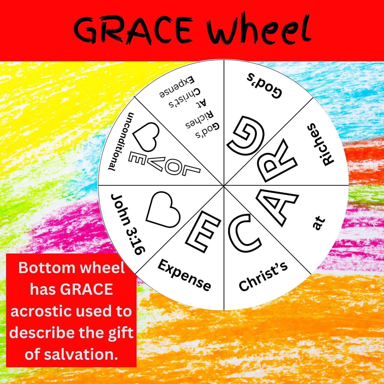 GRACE Wheel Paper Craft: Sunday School VBS Homeschool (instant Download ...