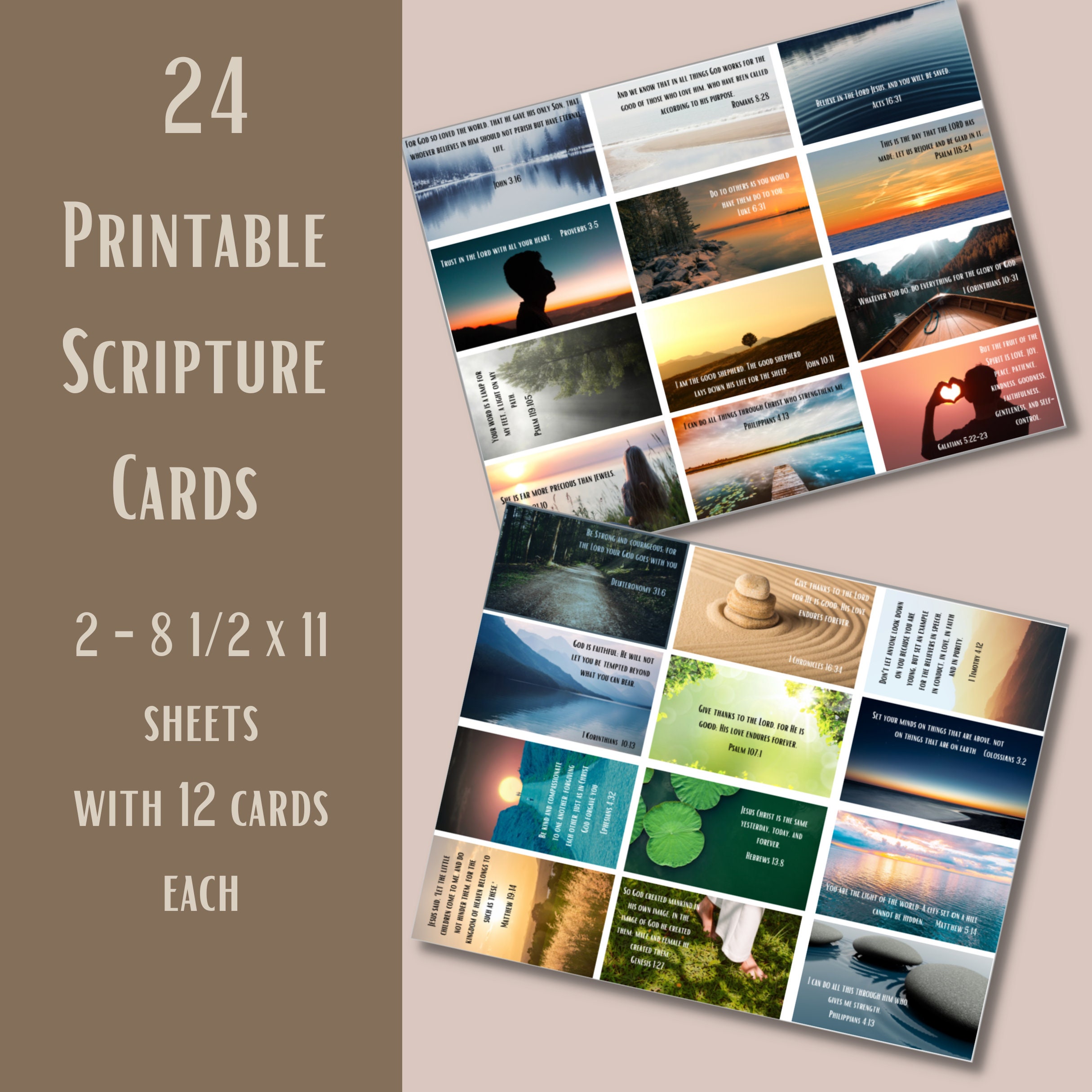 Bible Memory Verse Cards Scripture Cards Printable Faith Affirmation ...