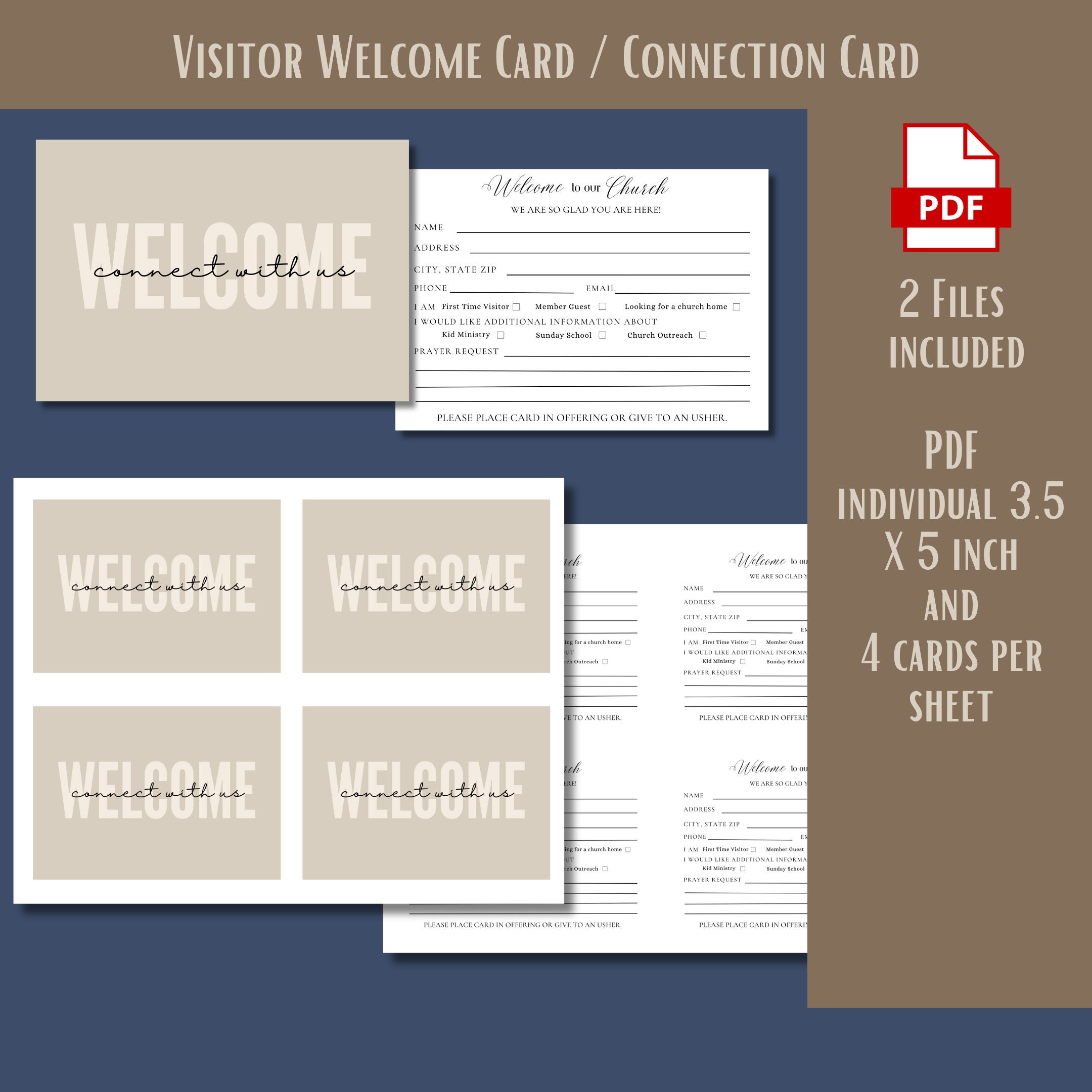 Church Welcome Card | Visitor Information Card | Pew Card | Connection ...