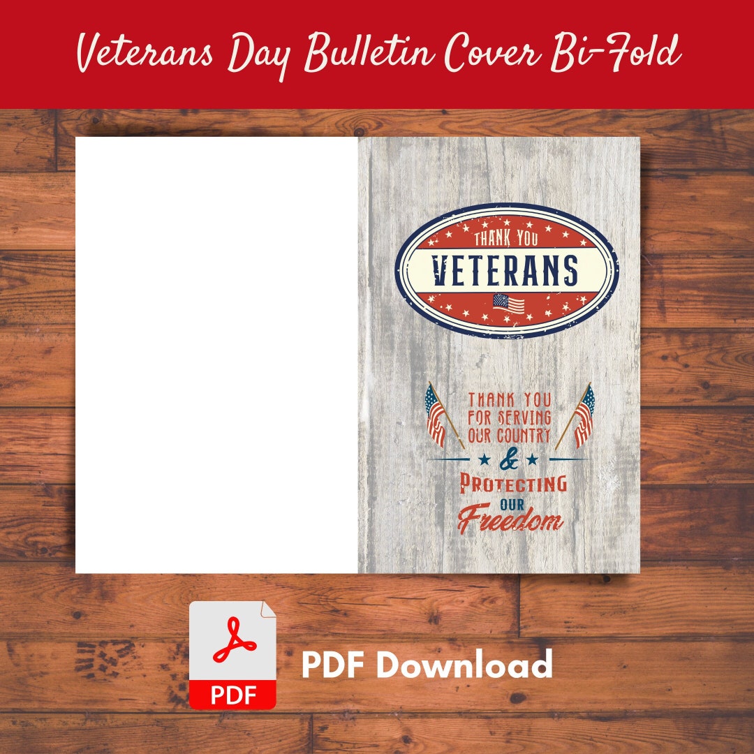 Veterans Day Bulletin Cover | Veterans Program Flyer | Bi-fold Design ...