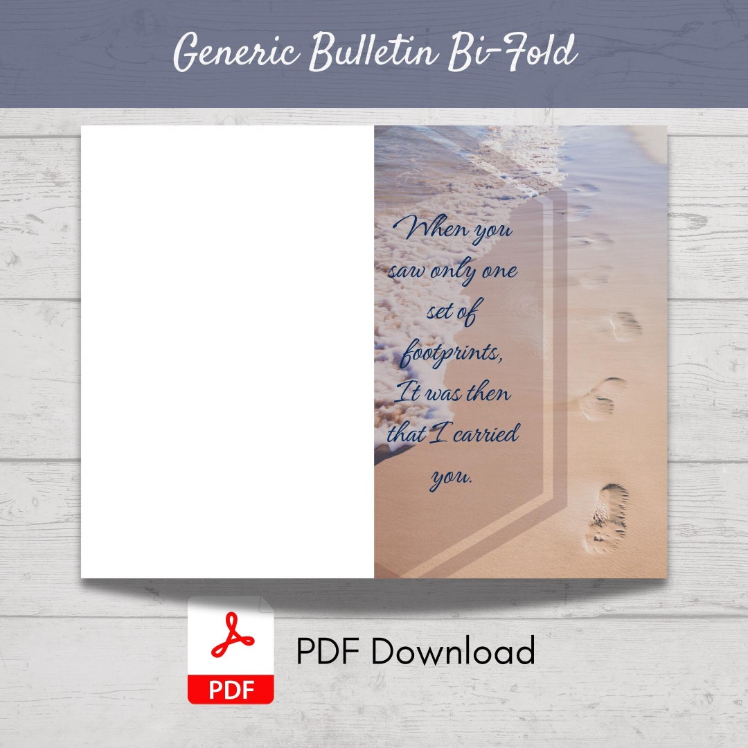 Church Bulletin Cover | Bi-fold Design | PDF | Footprints in Sand - Etsy
