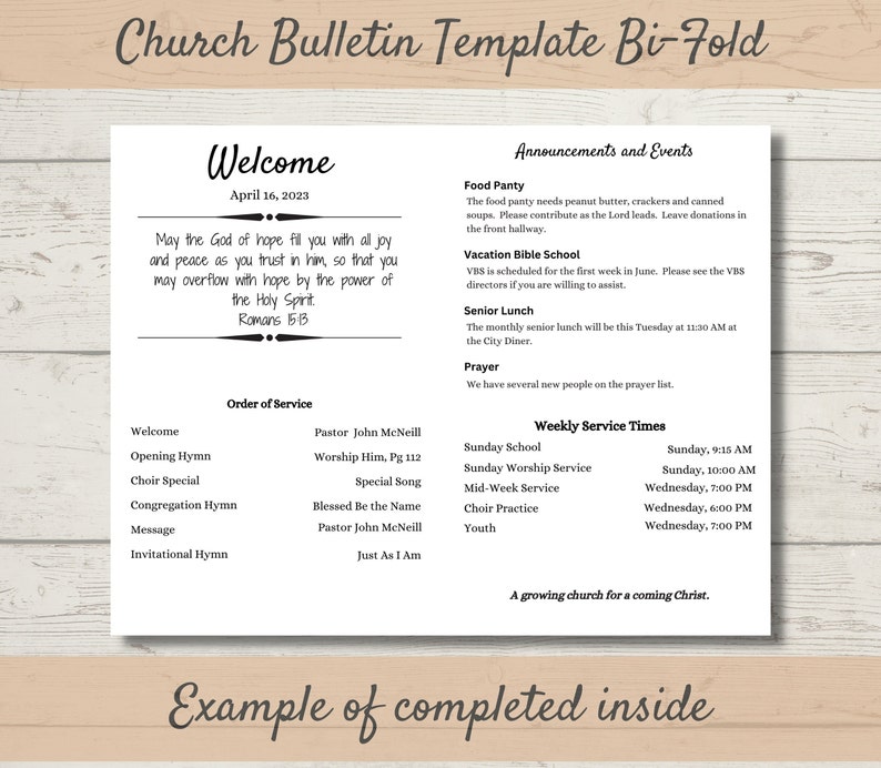 Welcome Church Bulletin Template | Bi-fold Design | Edit in Canva - Etsy