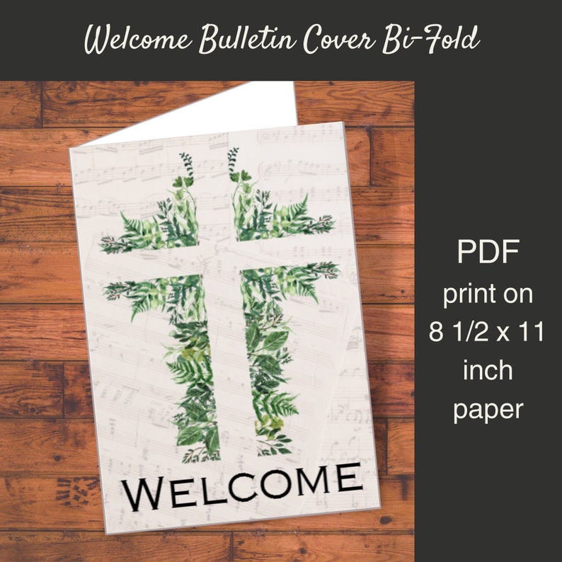 Welcome Church Bulletin Cover | Cross | Religious Program | Bi-fold PDF ...