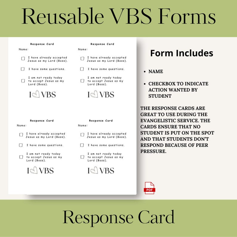 Vacation Bible School - Reusable Forms | Registration, Attendance Sheet ...